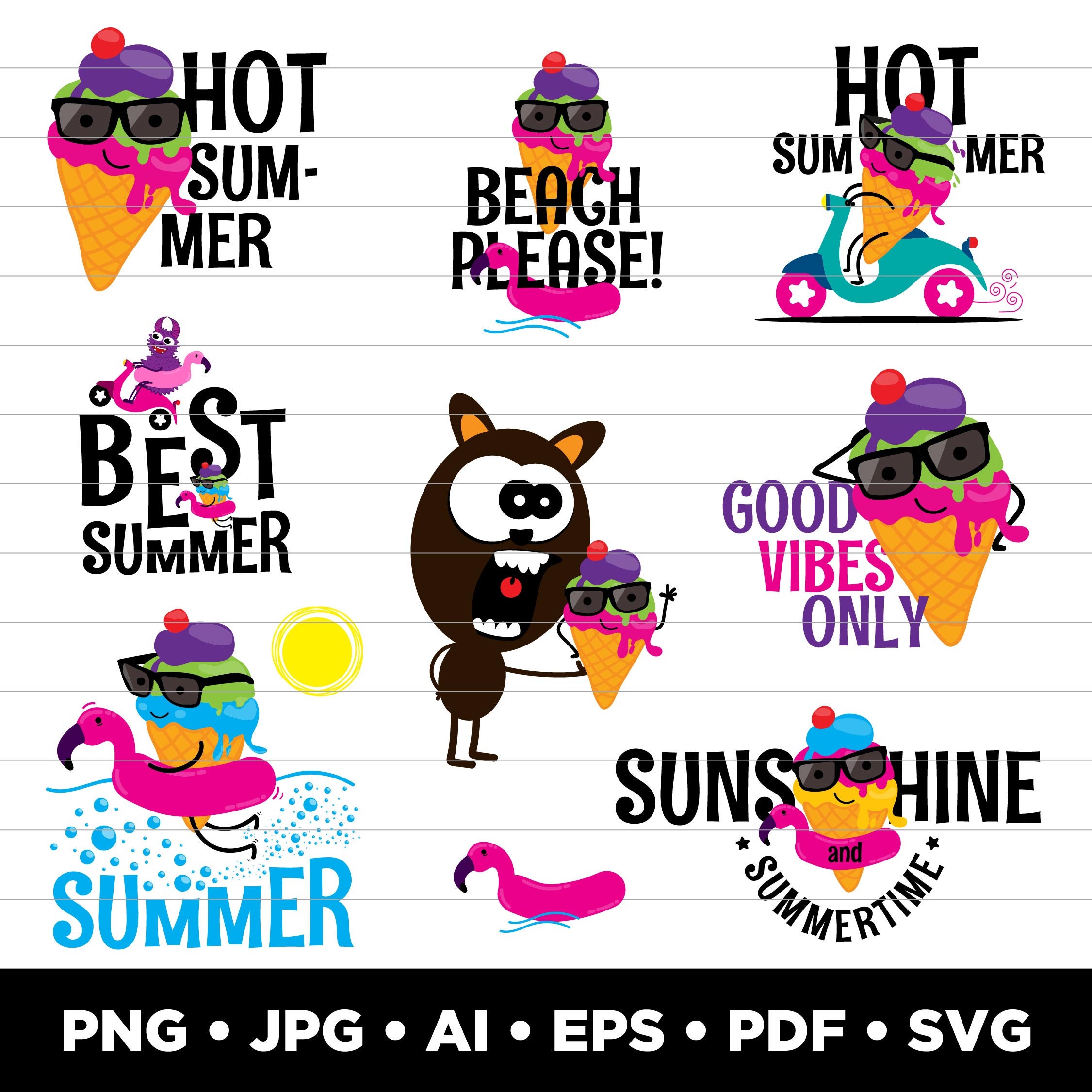 Summer Clipart, Seasonal Clipart, Instant Download, Ice Cream Clipart ...