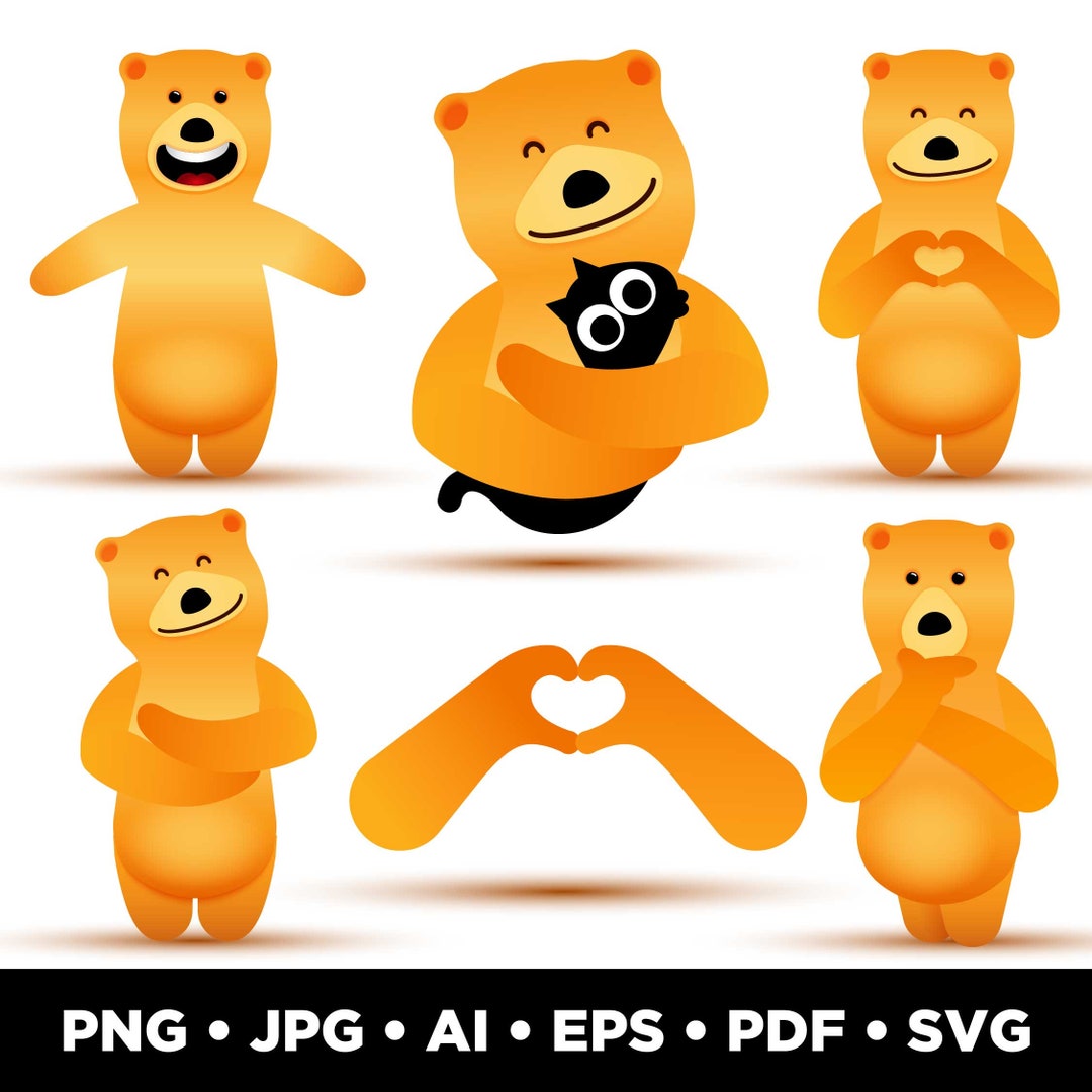 Brown Bear Set SVG, Brown Bear Psd, Free Hugs Clipart, Circut Cut Files ...