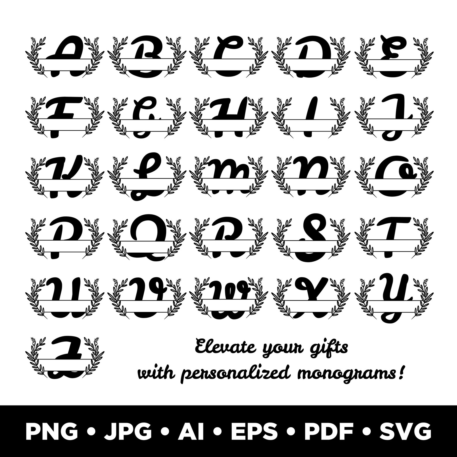 Font Monogram Svg Bundle Family Monogram Svg Monogram Font Alphabet ...