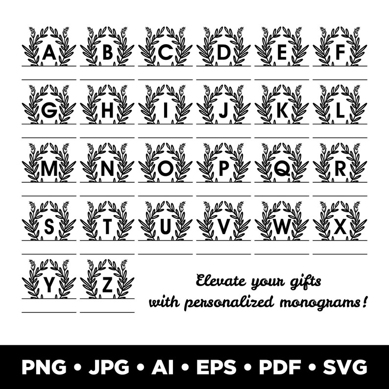 Font Monogram Svg Bundle Family Monogram Svg Monogram Font Alphabet ...