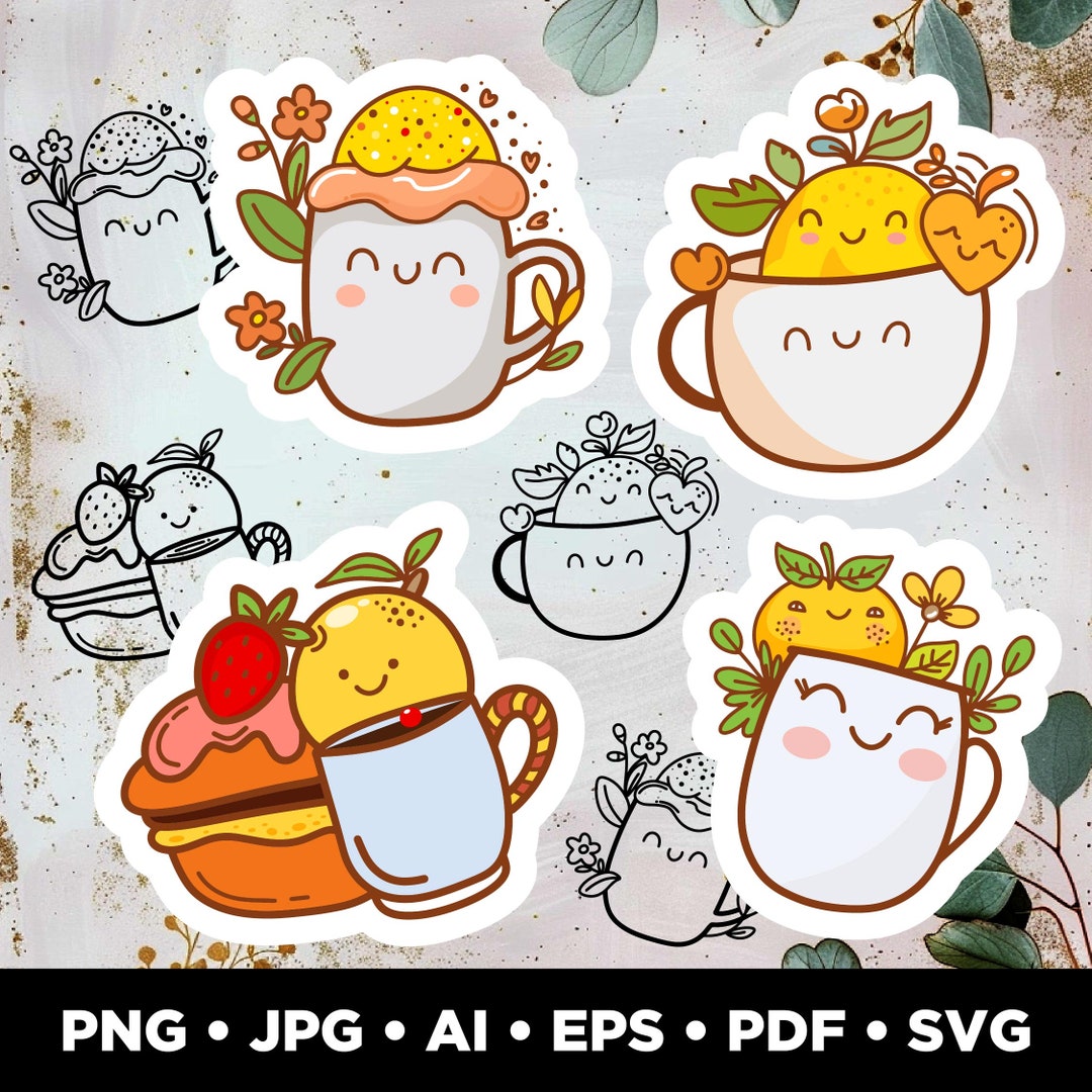 Cup Stickers SVG | Cup Printable Stickers PNG | Goodnotes Stickers ...