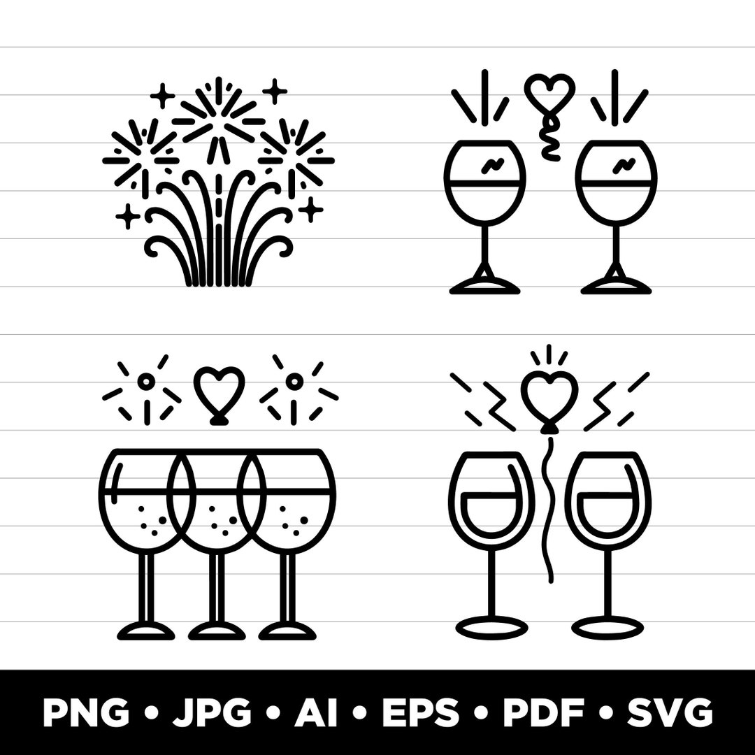 Wine Glasses Svg Bundle Wedding Svg Party Svg Digital Download Wine Glass Png Champagne