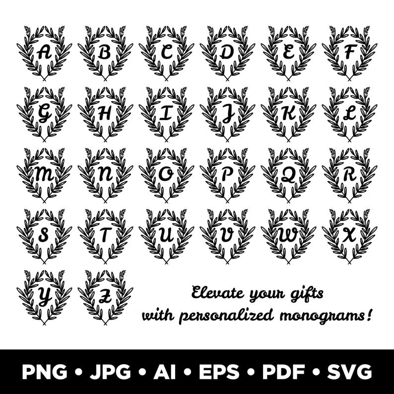 Font Monogram Svg Bundle Family Monogram Svg Monogram Font Alphabet ...