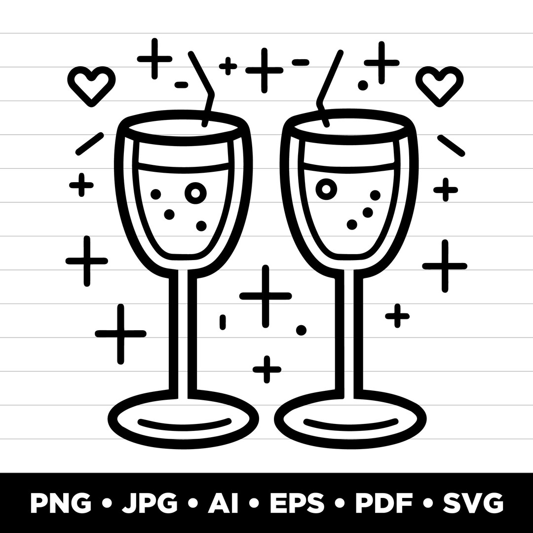 Wine Glasses Svg Wedding Svg Party Svg Digital Download Wine Glass Png Champagne Glasses
