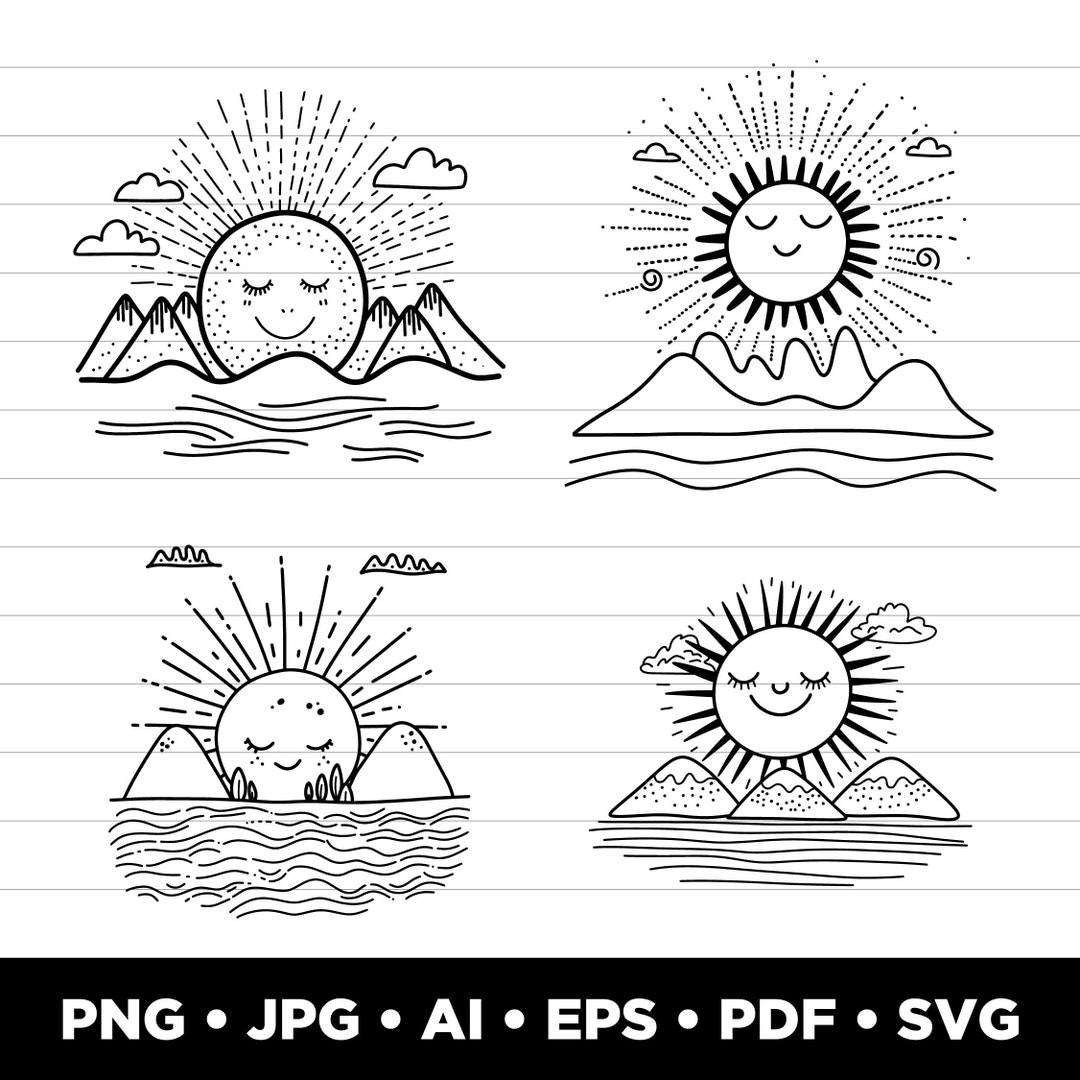 Sun Svg Bundle Sun Cut File Sun Clipart Sunshine Svg Summer Sun Svg