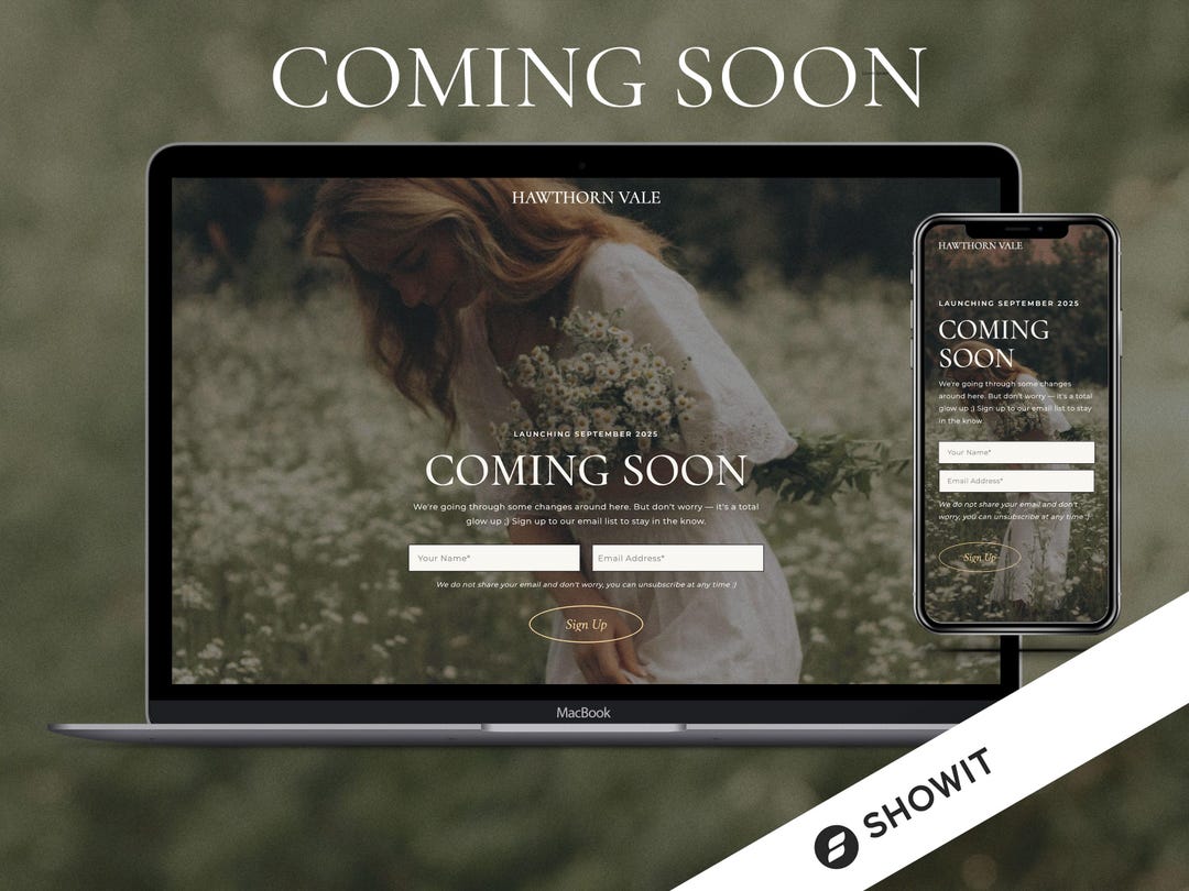 Minimalist Boho Coming Soon Page: Showit Website Template (add-on) - Etsy