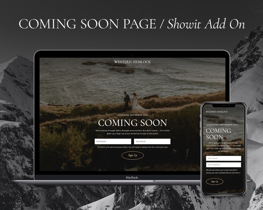 Showit Website Coming Soon Page: Western Hemlock Template - Etsy