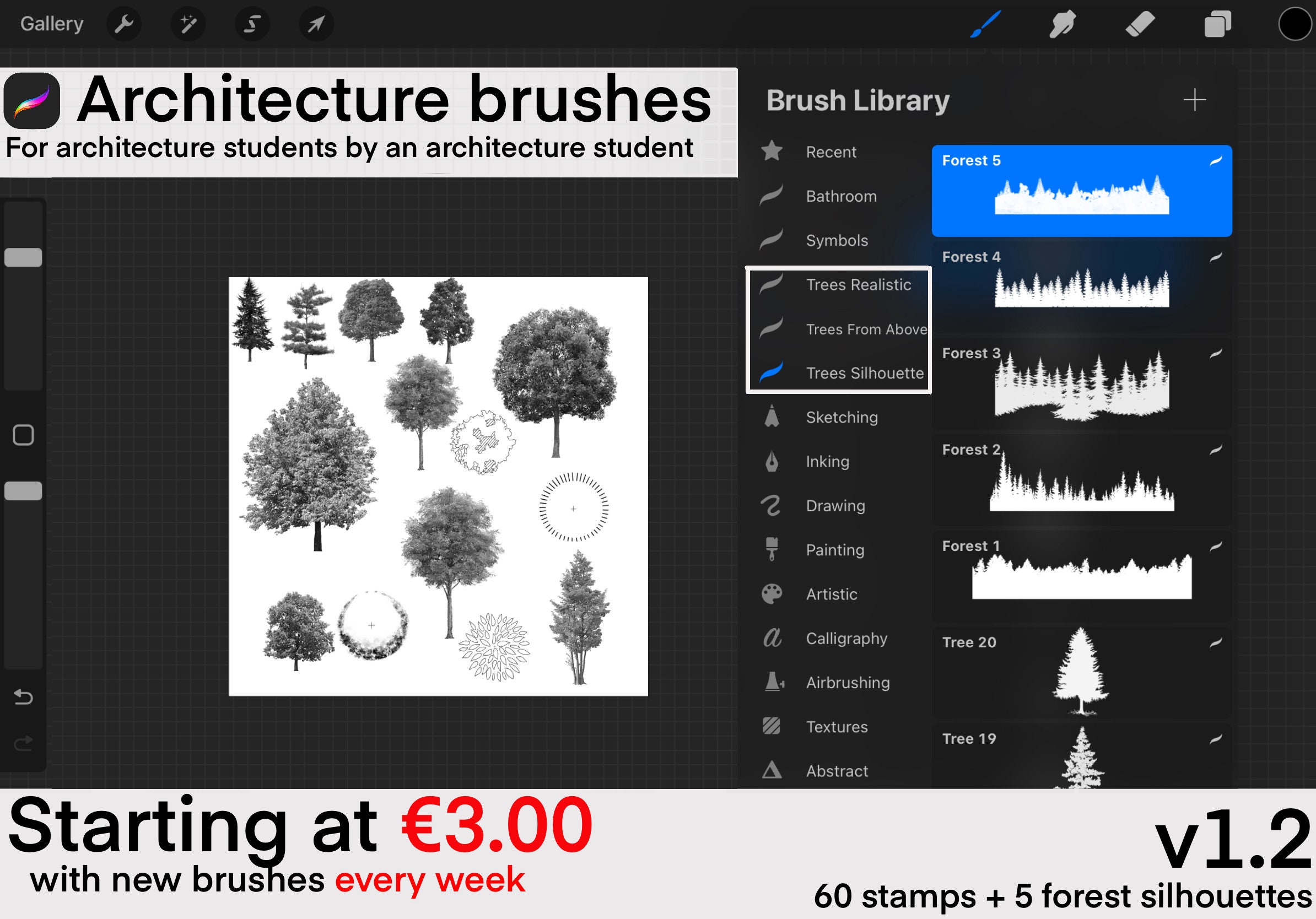 Procreate Stamps/brushes for Architecture Students With Instant ...