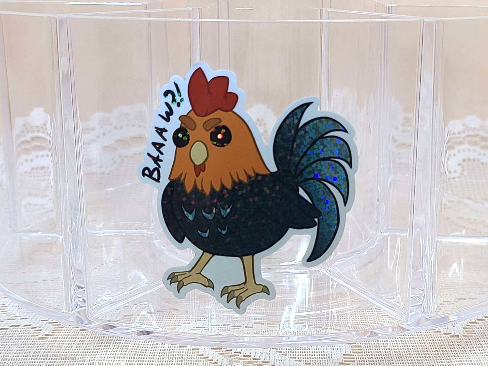 Removeable Angry Rooster Chicken Glitter Vinyl Sticker Funny Gift - Etsy