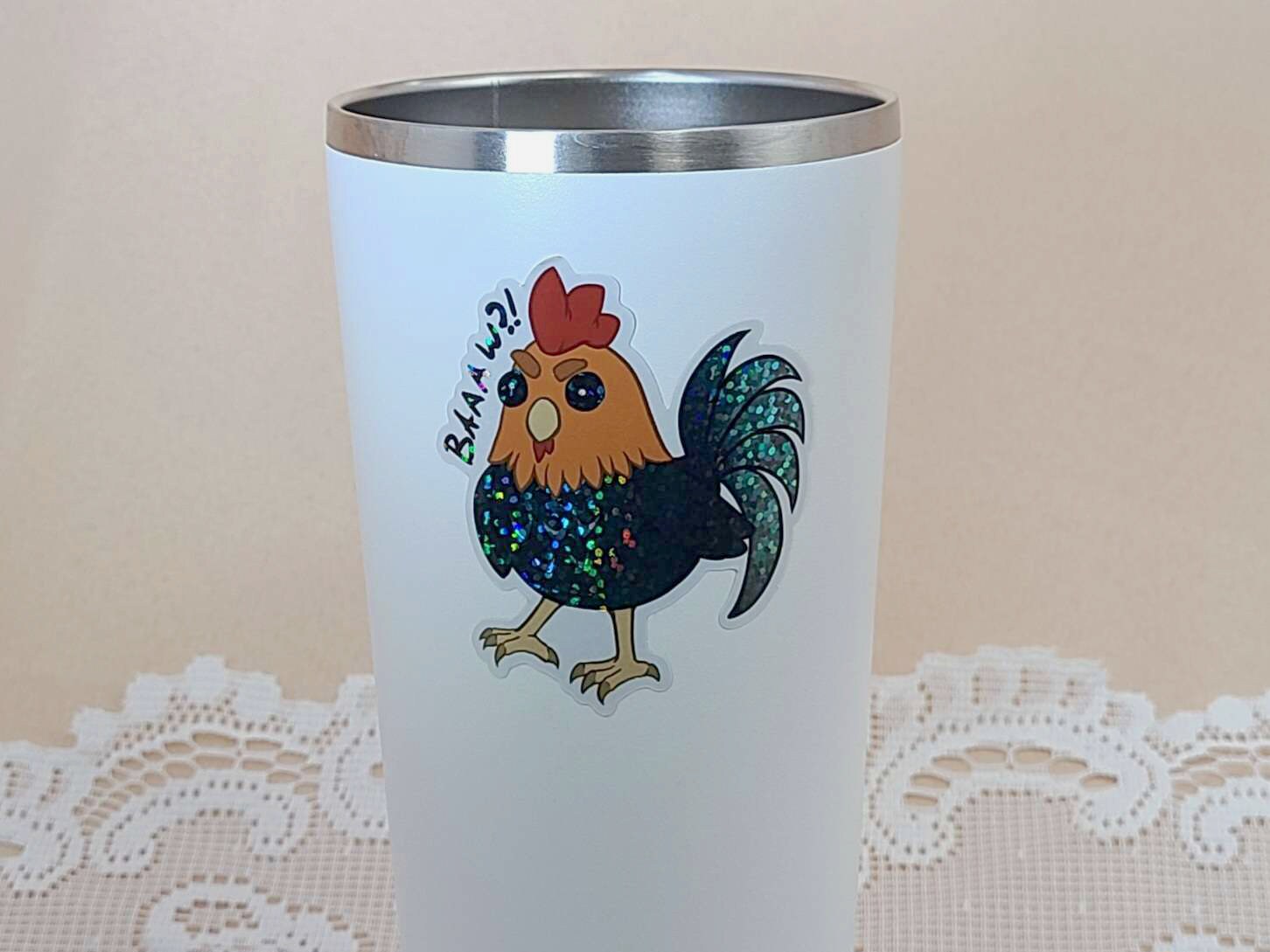 Removeable Angry Rooster Chicken Glitter Vinyl Sticker Funny Gift - Etsy
