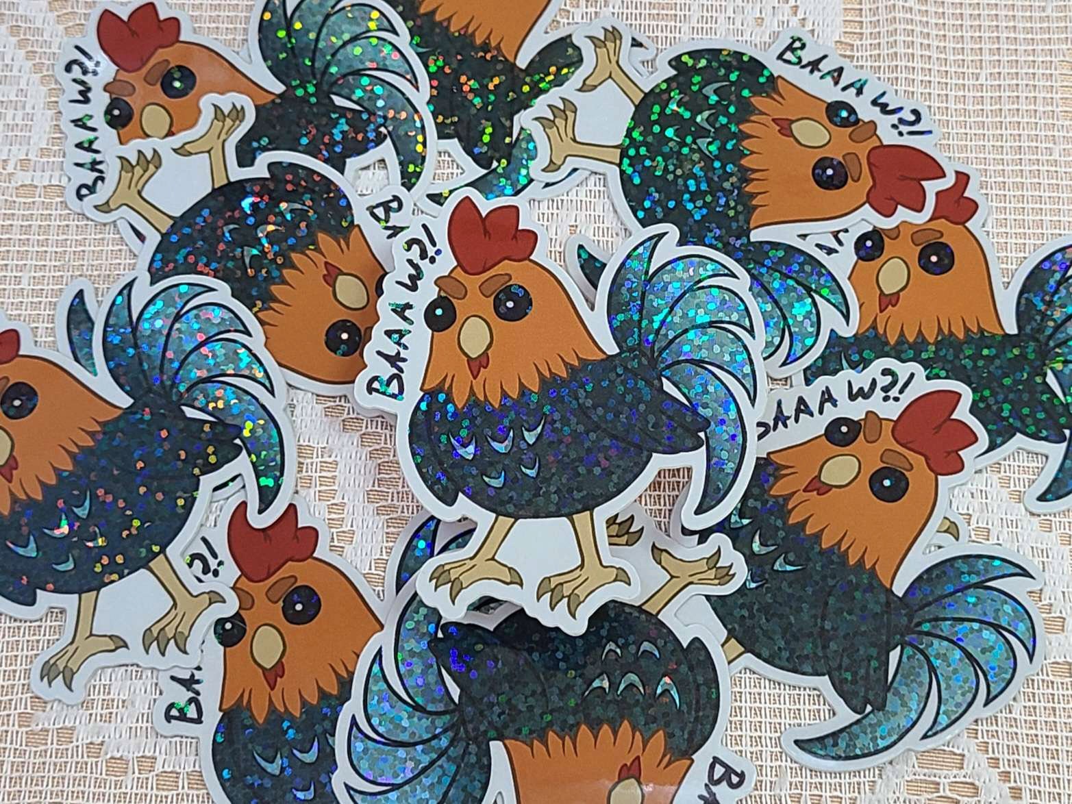 Removeable Angry Rooster Chicken Glitter Vinyl Sticker Funny Gift - Etsy