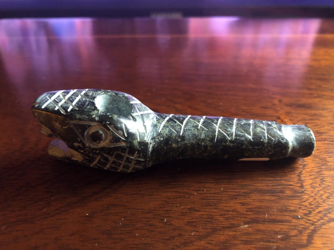 Beautiful Snake Pipe in Black Serpentine- Smokinh Pipe- Natural ...