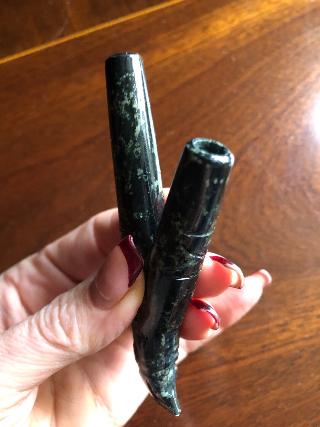 Beautiful Hawk Kuripe in Black Serpentine Rapé Pipe Self Applicator ...