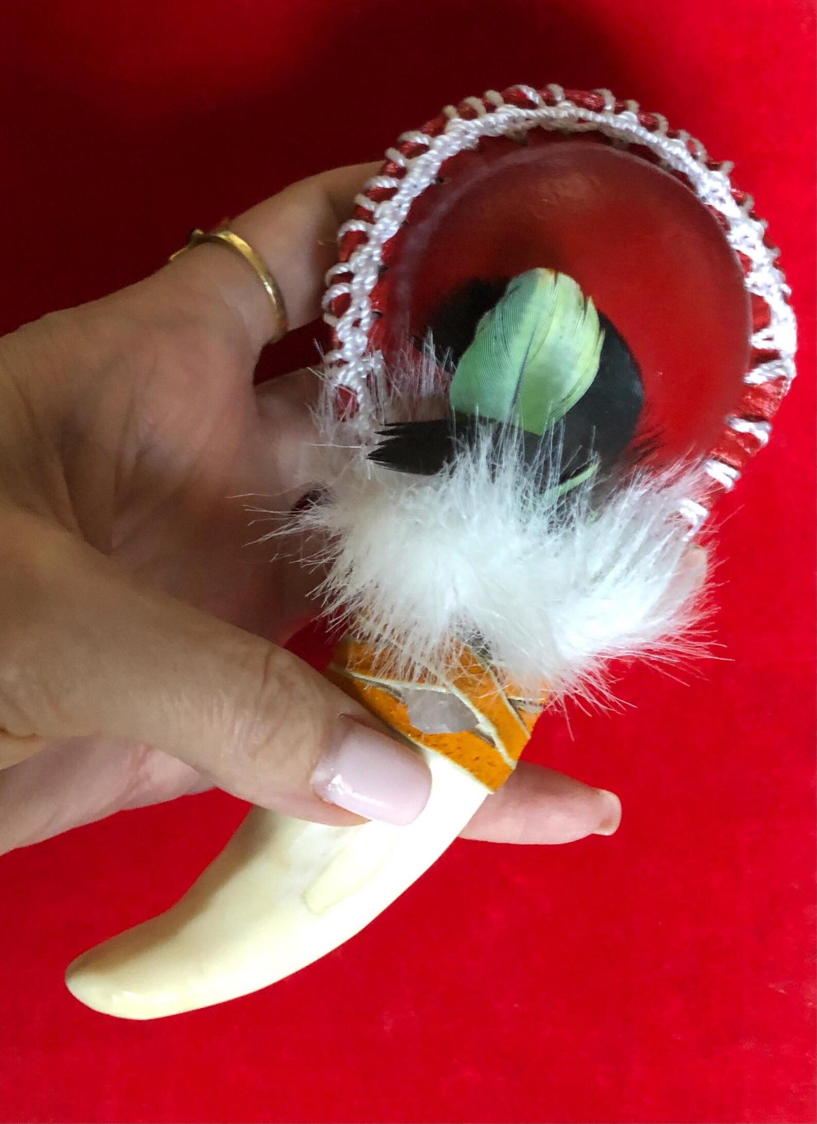 Sea Lion Tooth Rattles With Crystal Quartz and Feathers- Handmade ...