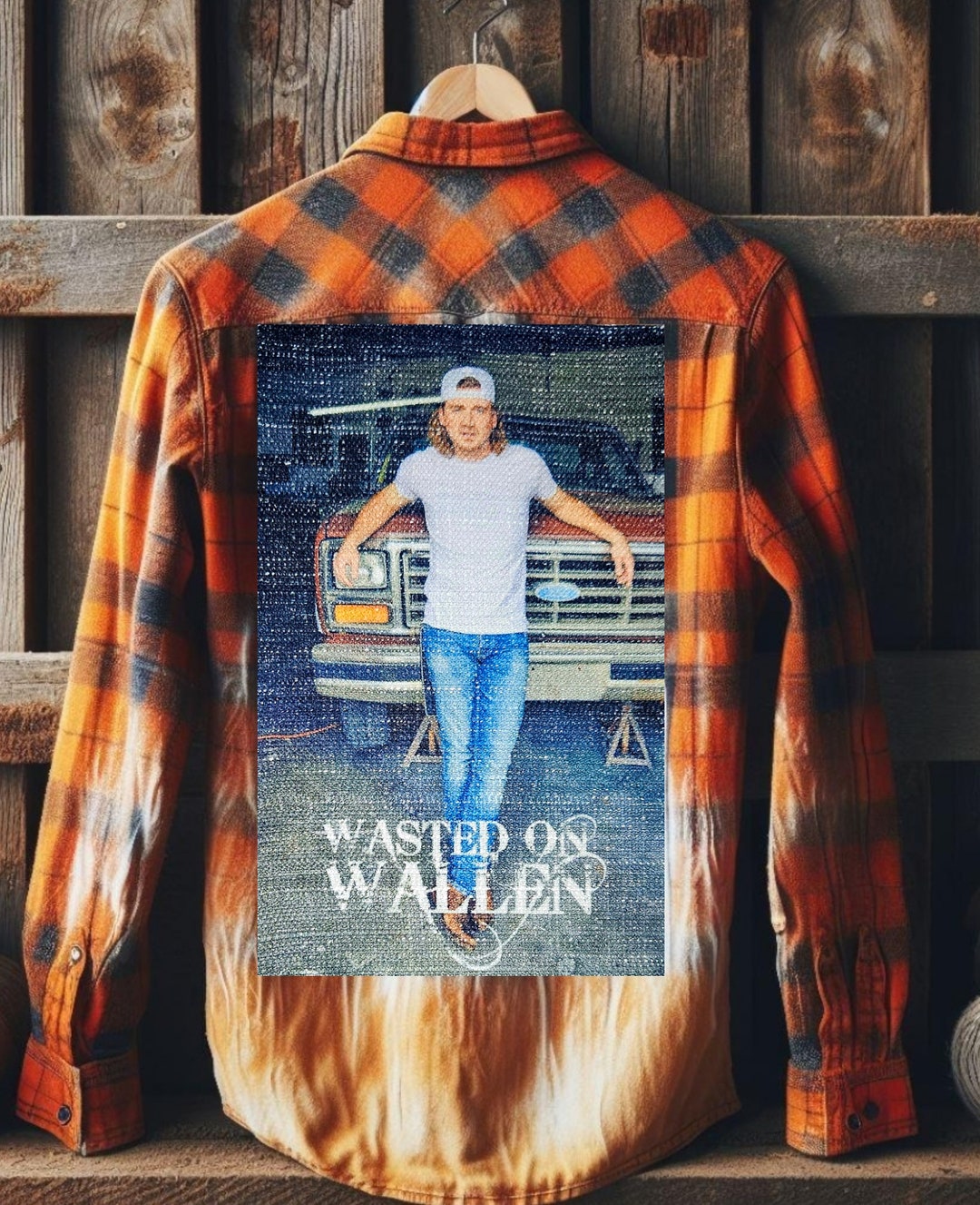 MORGAN WALLEN Faux Burlap Patch Bleached Flannel - Etsy
