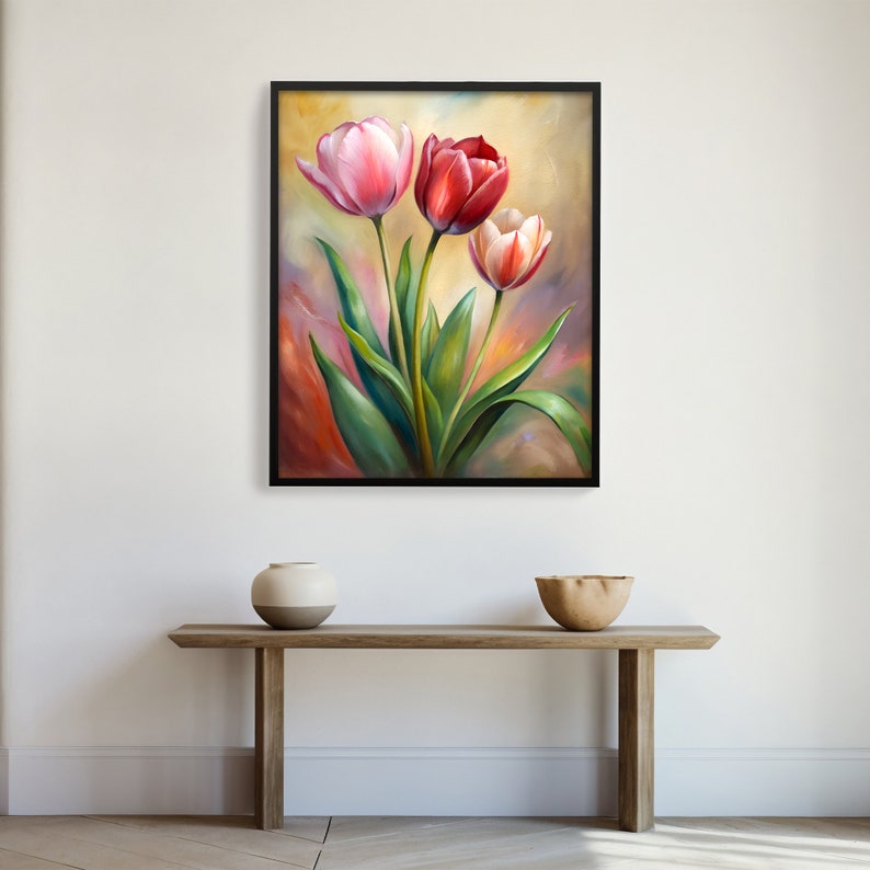SPRING TULIPS PAINTING - Printable Wall Art, Tulips Painting, Tulips ...