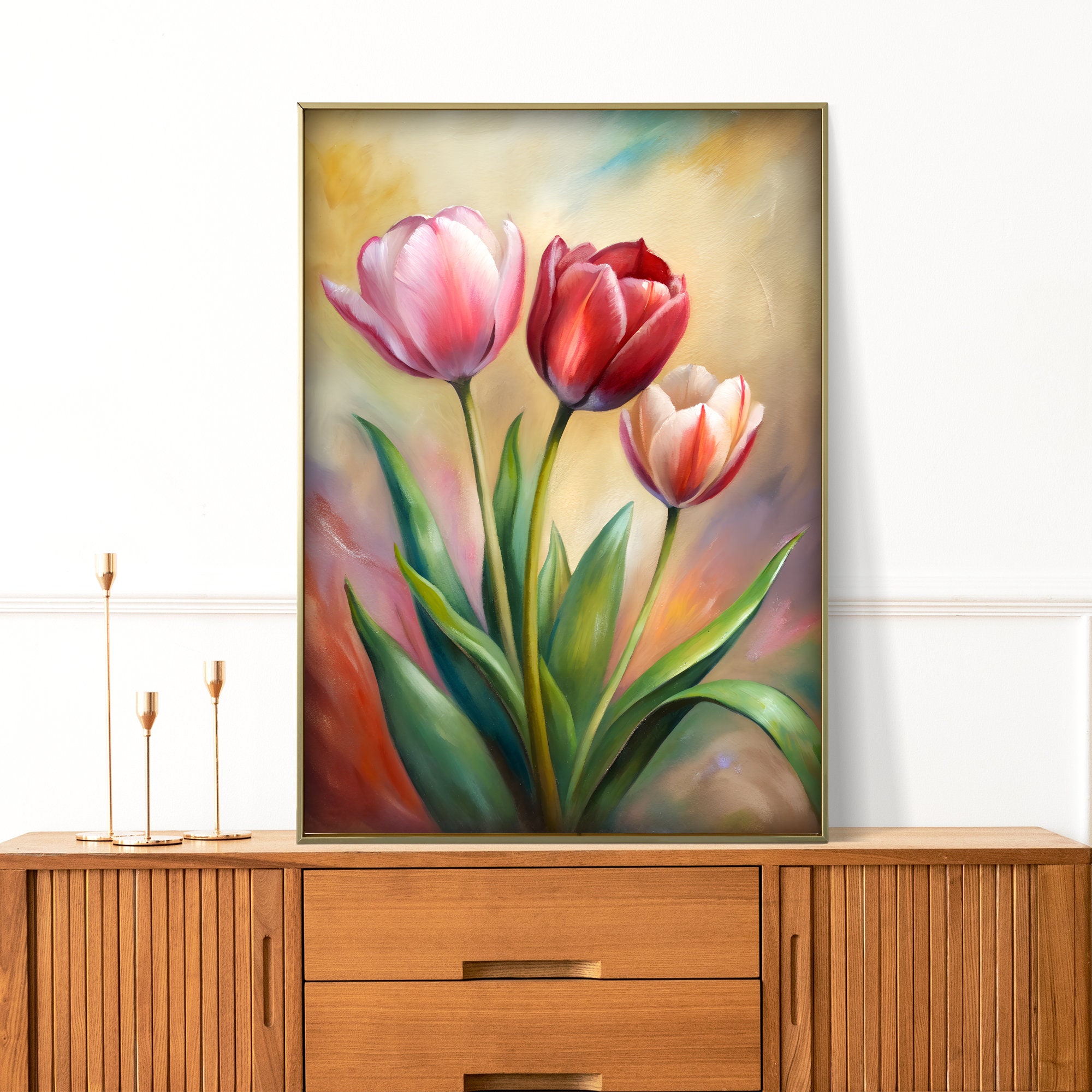 SPRING TULIPS PAINTING - Printable Wall Art, Tulips Painting, Tulips ...