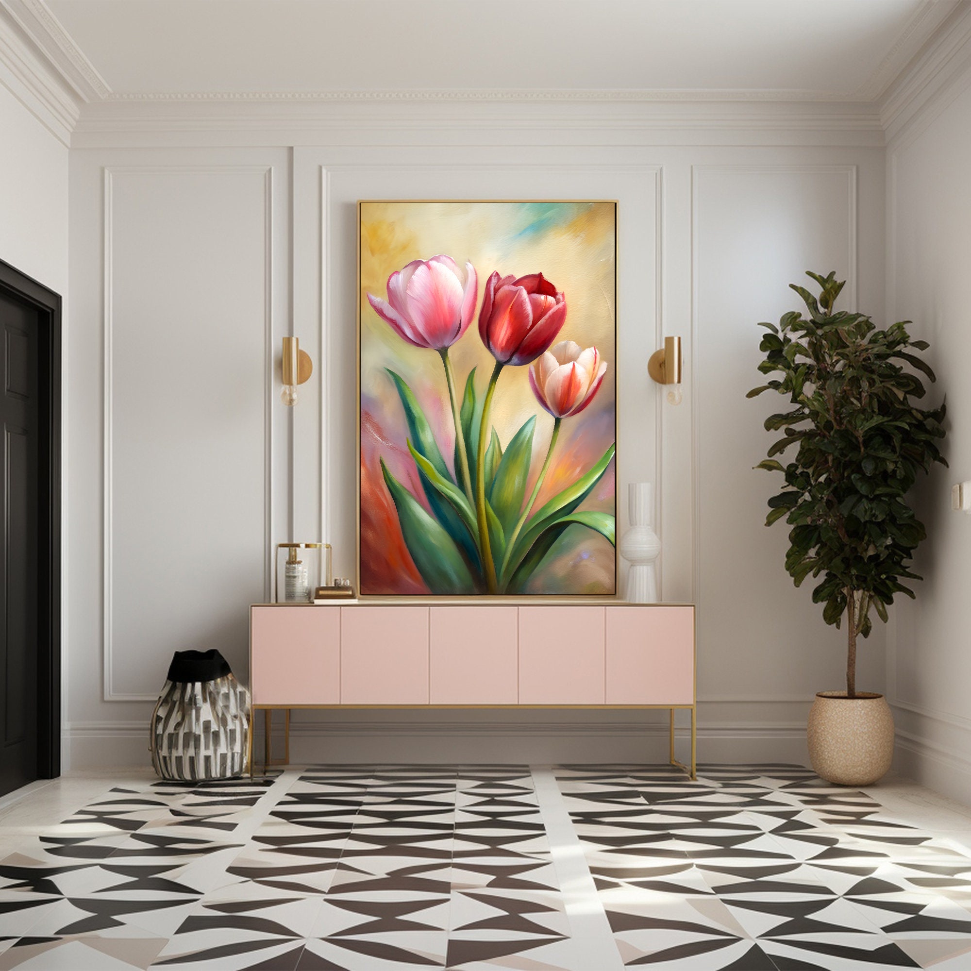 SPRING TULIPS PAINTING - Printable Wall Art, Tulips Painting, Tulips ...