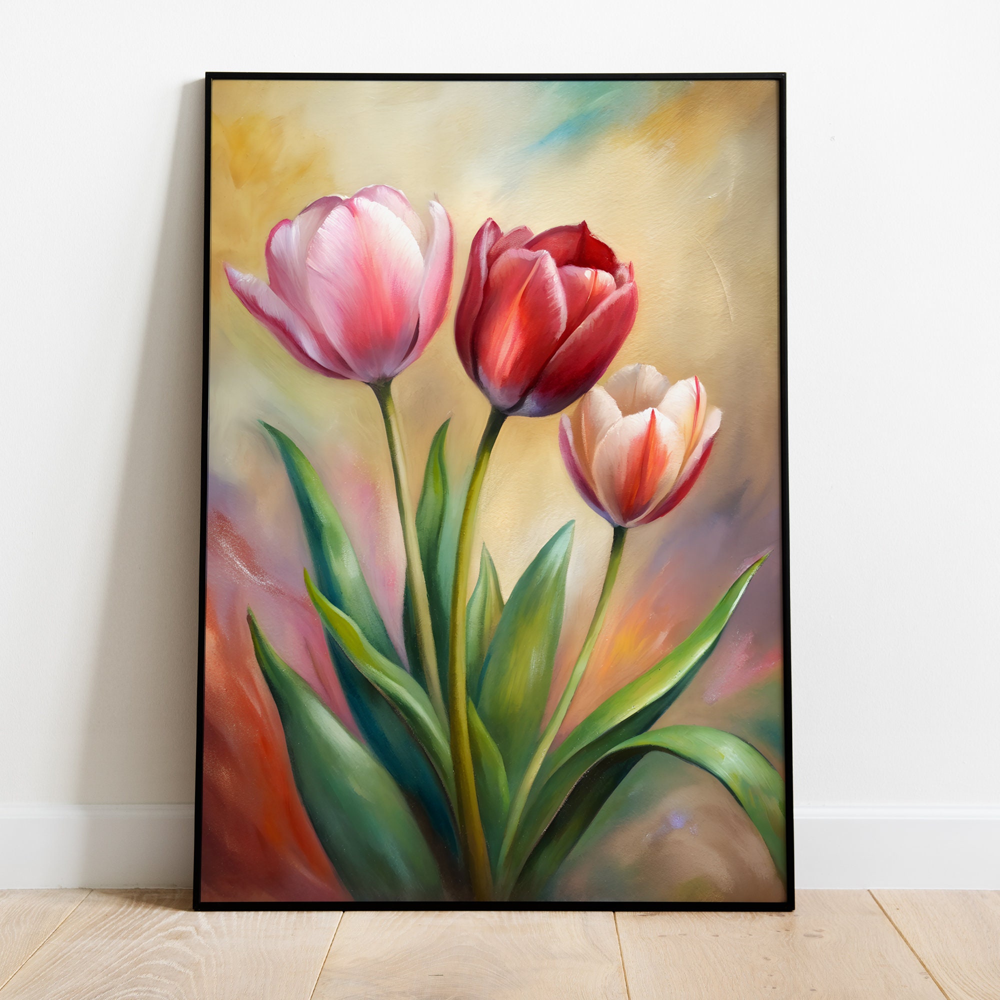 SPRING TULIPS PAINTING - Printable Wall Art, Tulips Painting, Tulips ...