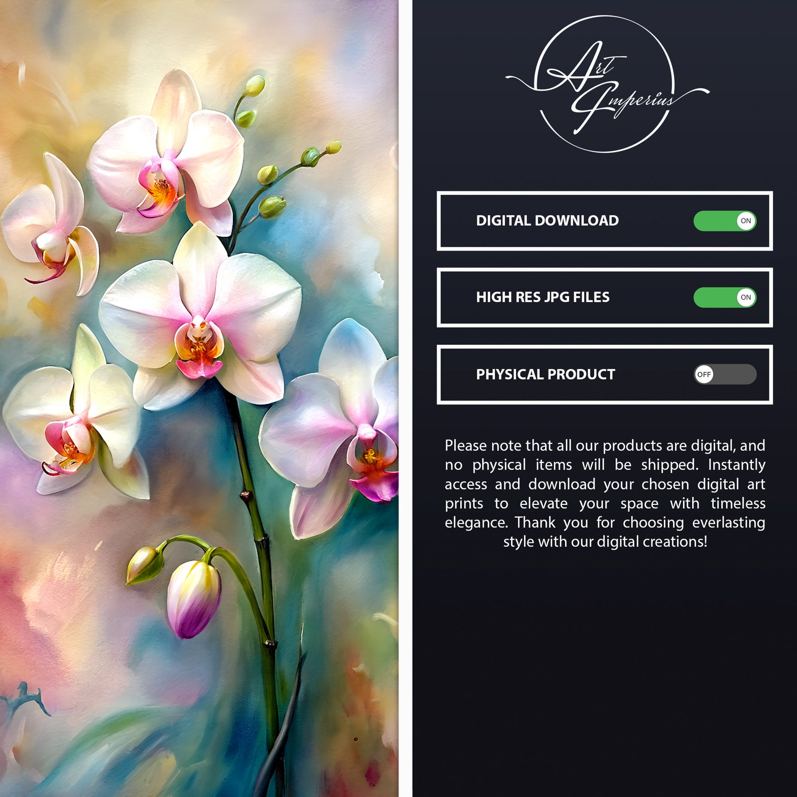 ORCHIDS BLOOM PAINTING - Printable Wall Art, Orchid Painting, Orchid ...