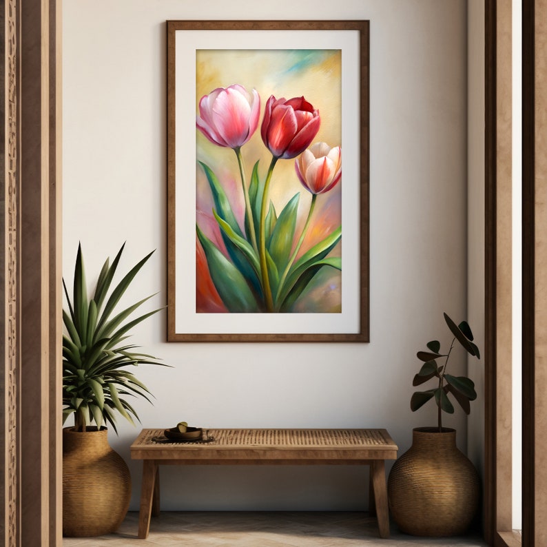 SPRING TULIPS PAINTING - Printable Wall Art, Tulips Painting, Tulips ...