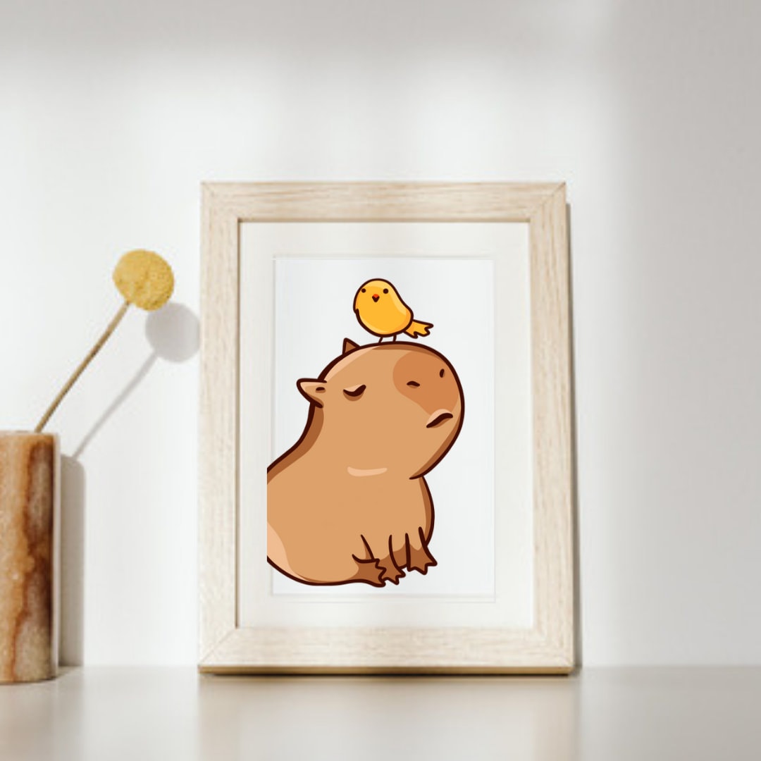 CAPYBARA ART PRINT, Capybara Drawing Download, Capybara Decor, Capybara ...