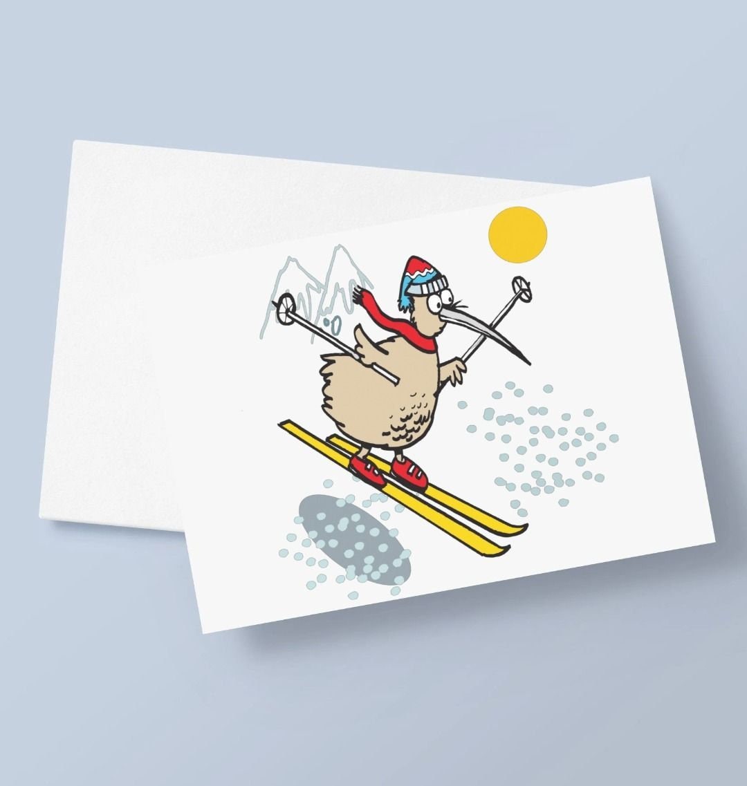 Kiwi Skiing Cards - Etsy