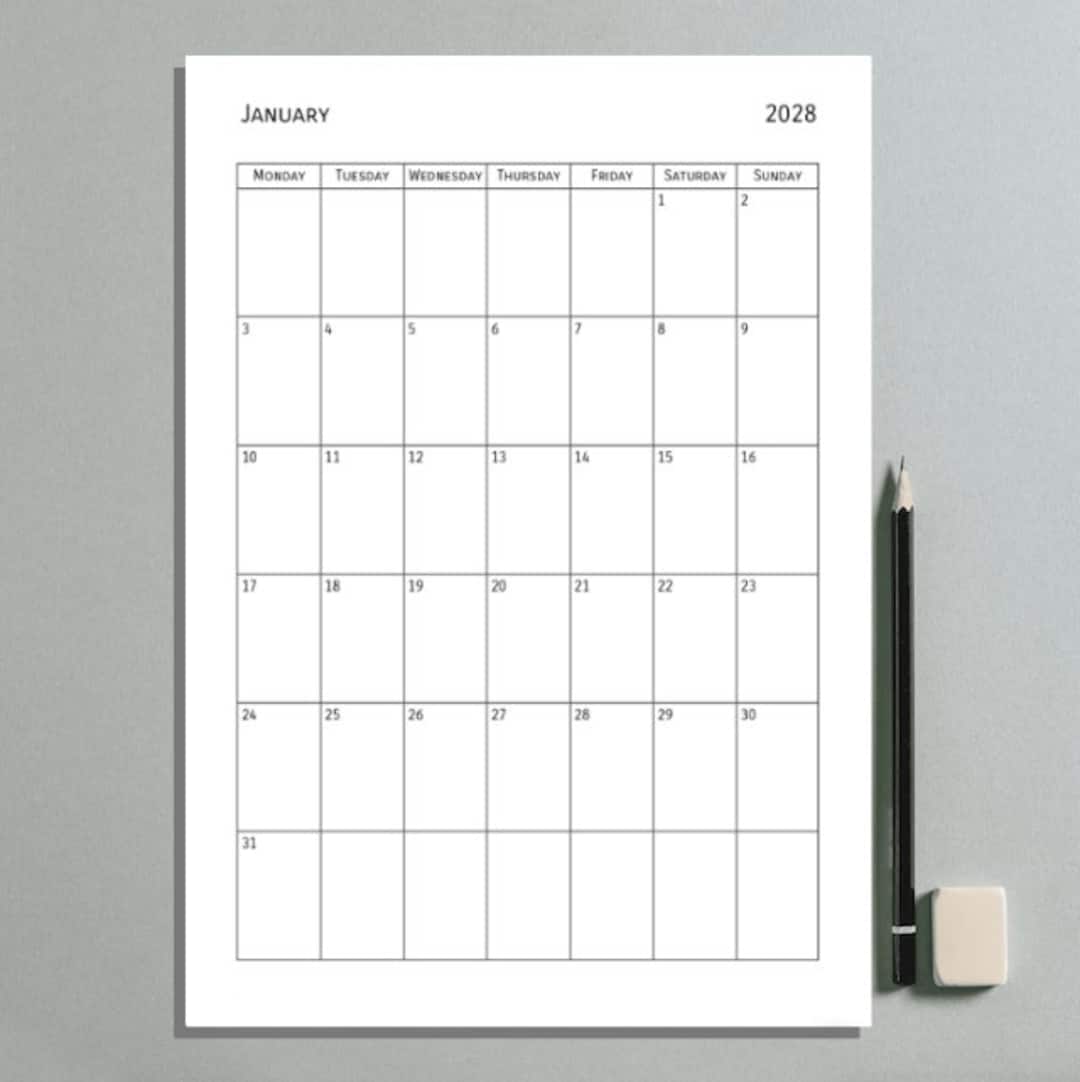 2028 Calendar Template Commercial Use Printable Business Startup ...