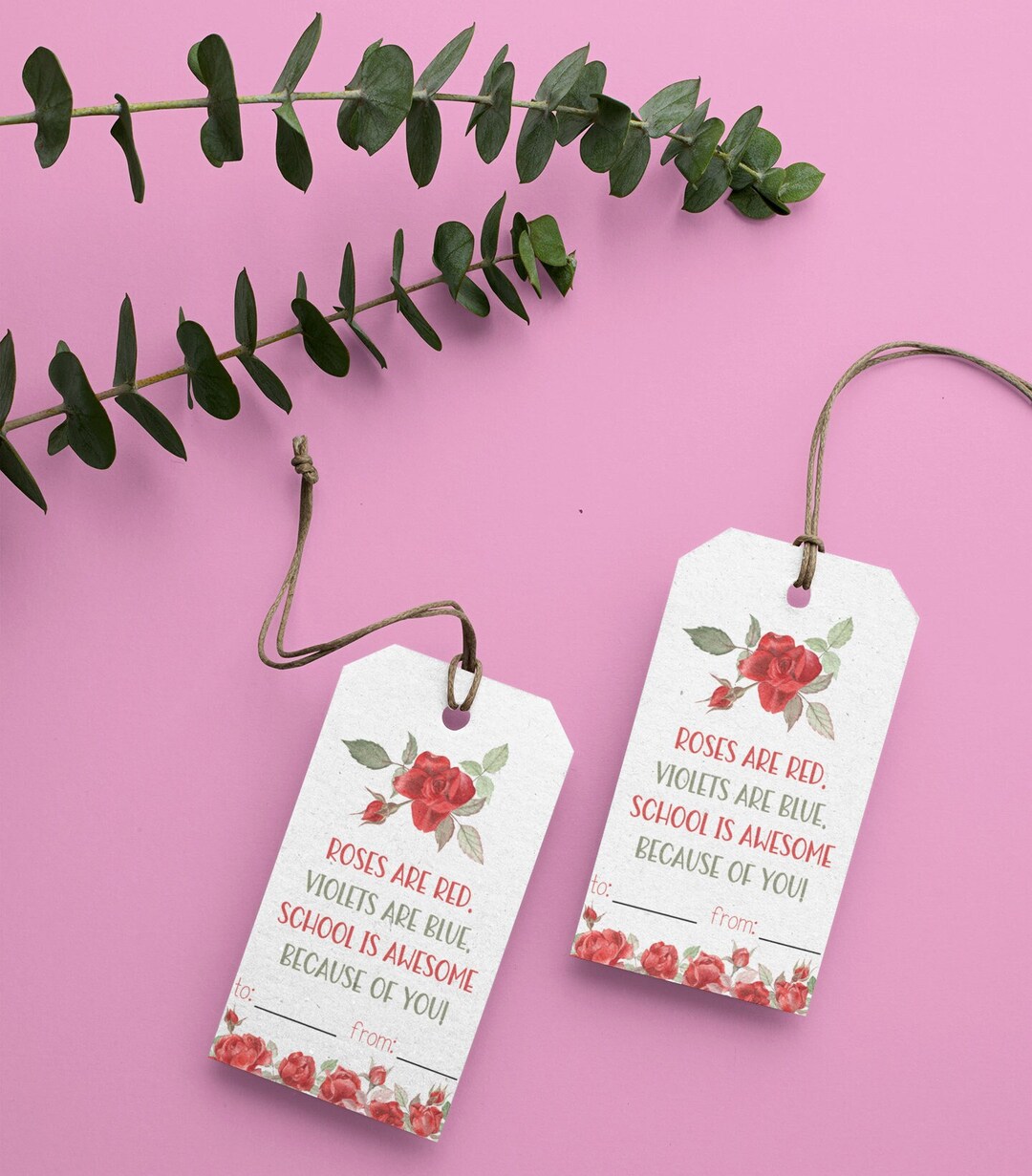Teacher Valentine Tags Valentine Tags Printable Teacher Valentine's Day ...