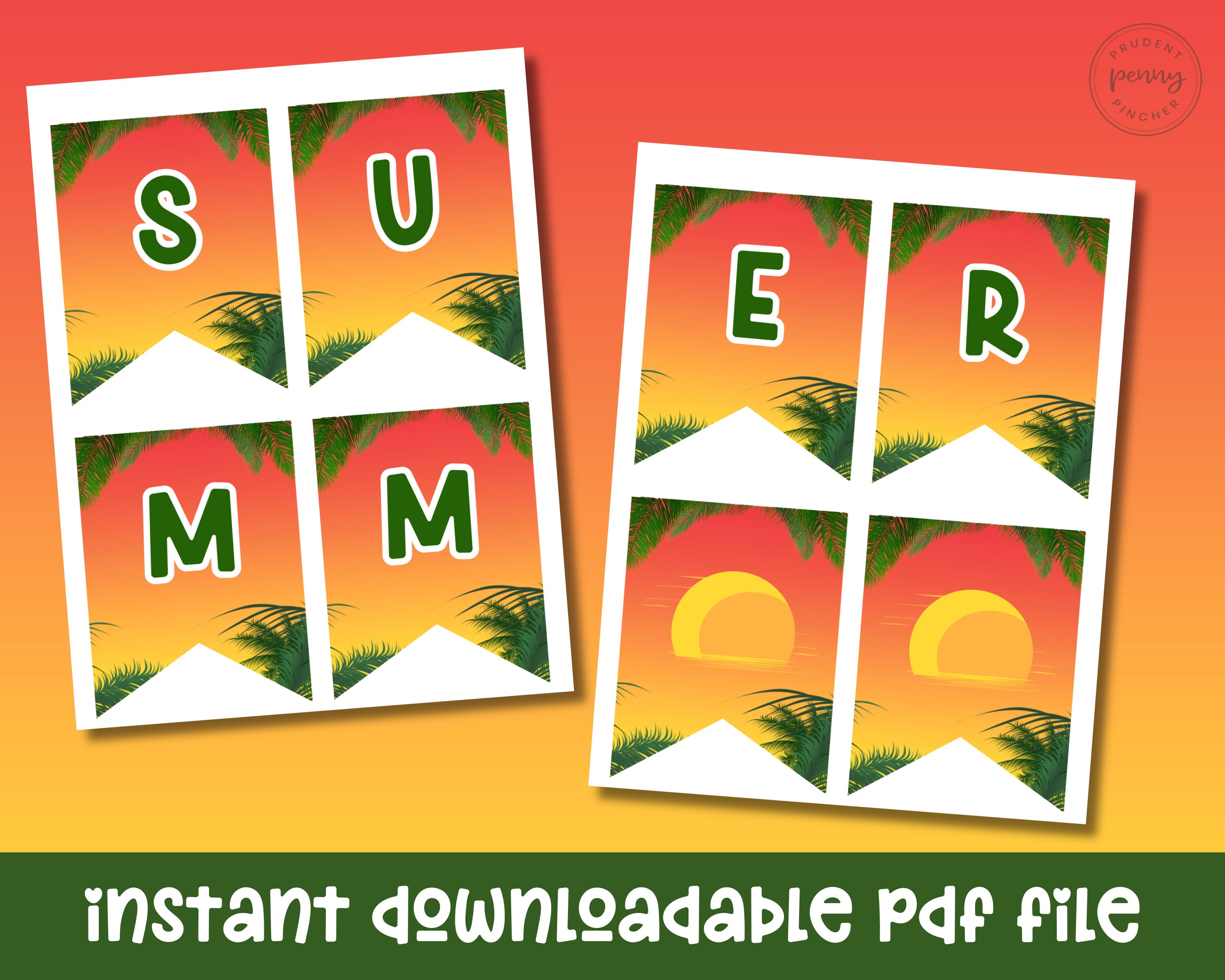 Printable Summer Banner Printable Summer Garland Printable Summer Decor ...