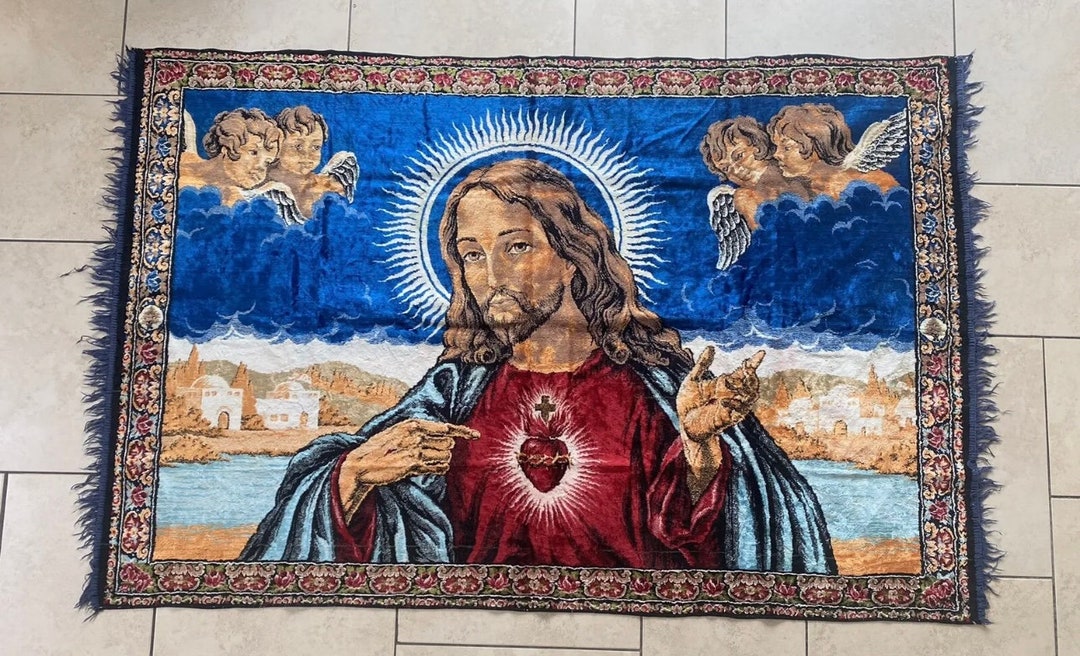 Jesus Christ Sacred Heart Tapestry - Etsy