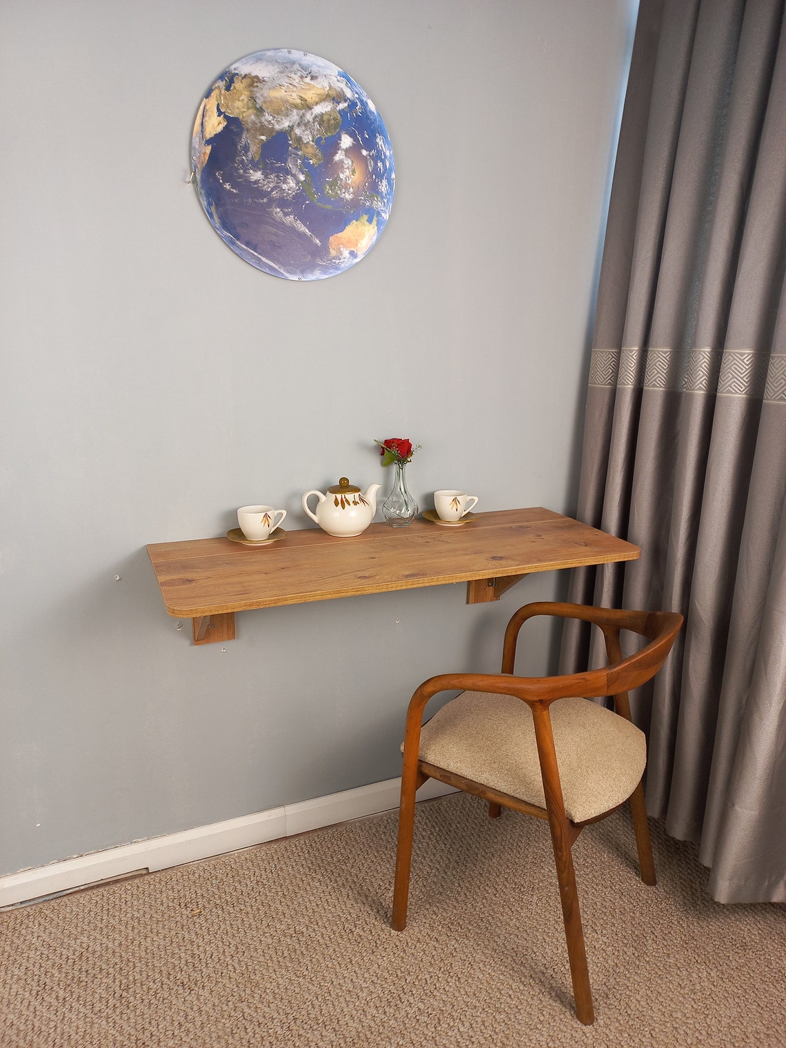 Wall-mounted Folding Table, Folding Table With Shelves, Space Saving ...