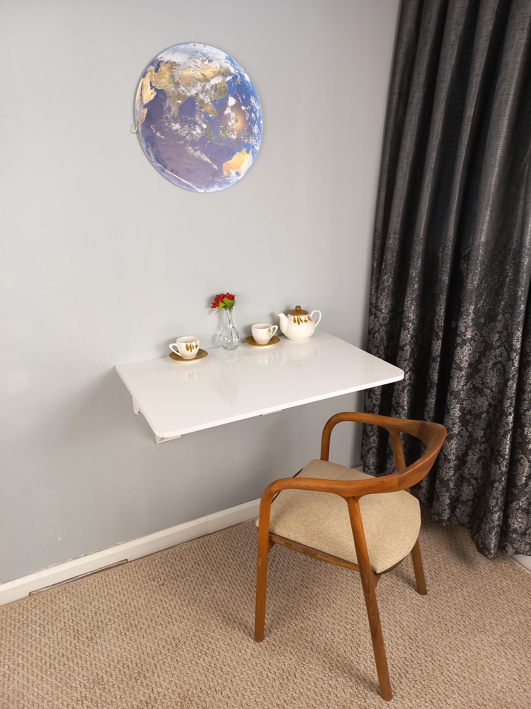 Wall-mounted Folding Table, Folding Table With Shelves, Space Saving ...