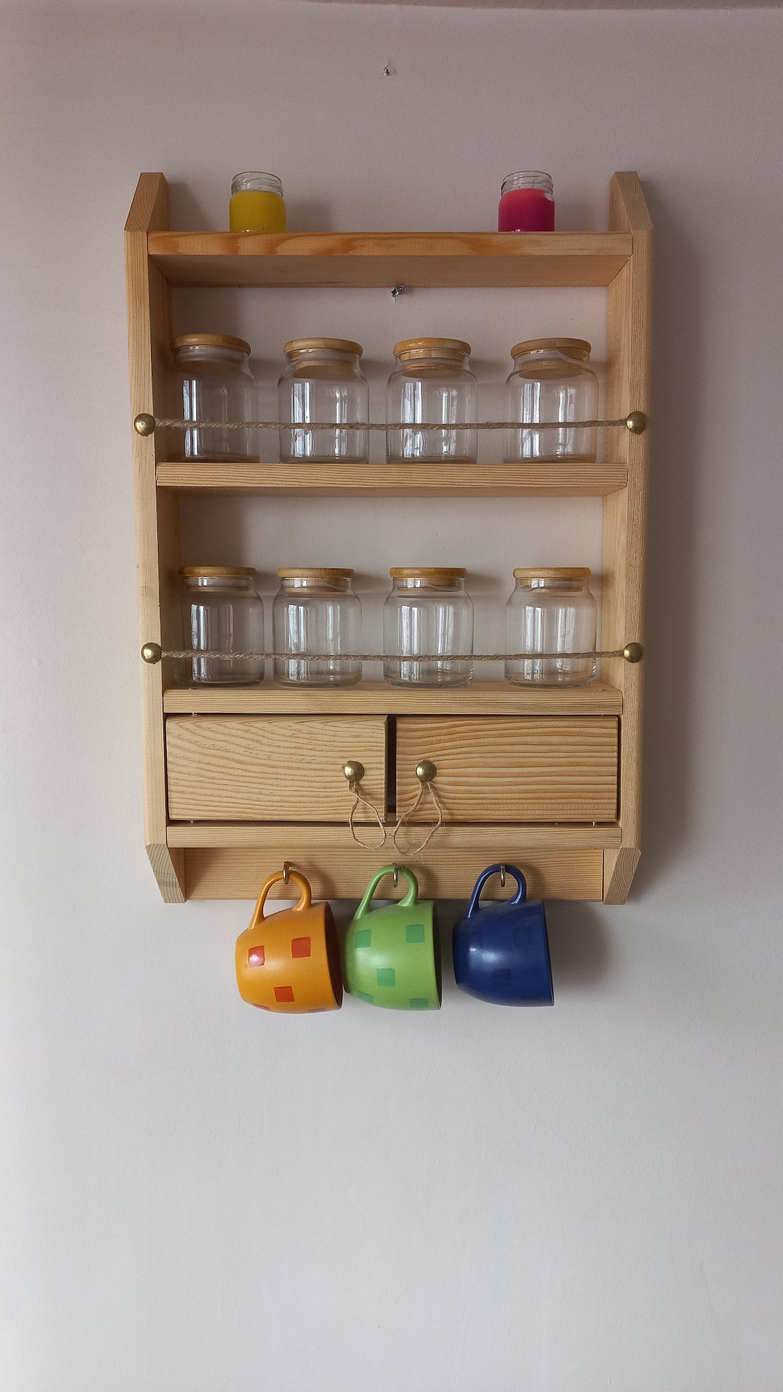 Wooden Spice Rack, Wall Spice Rack, Wooden Shelf, Essential Oil Rack ...