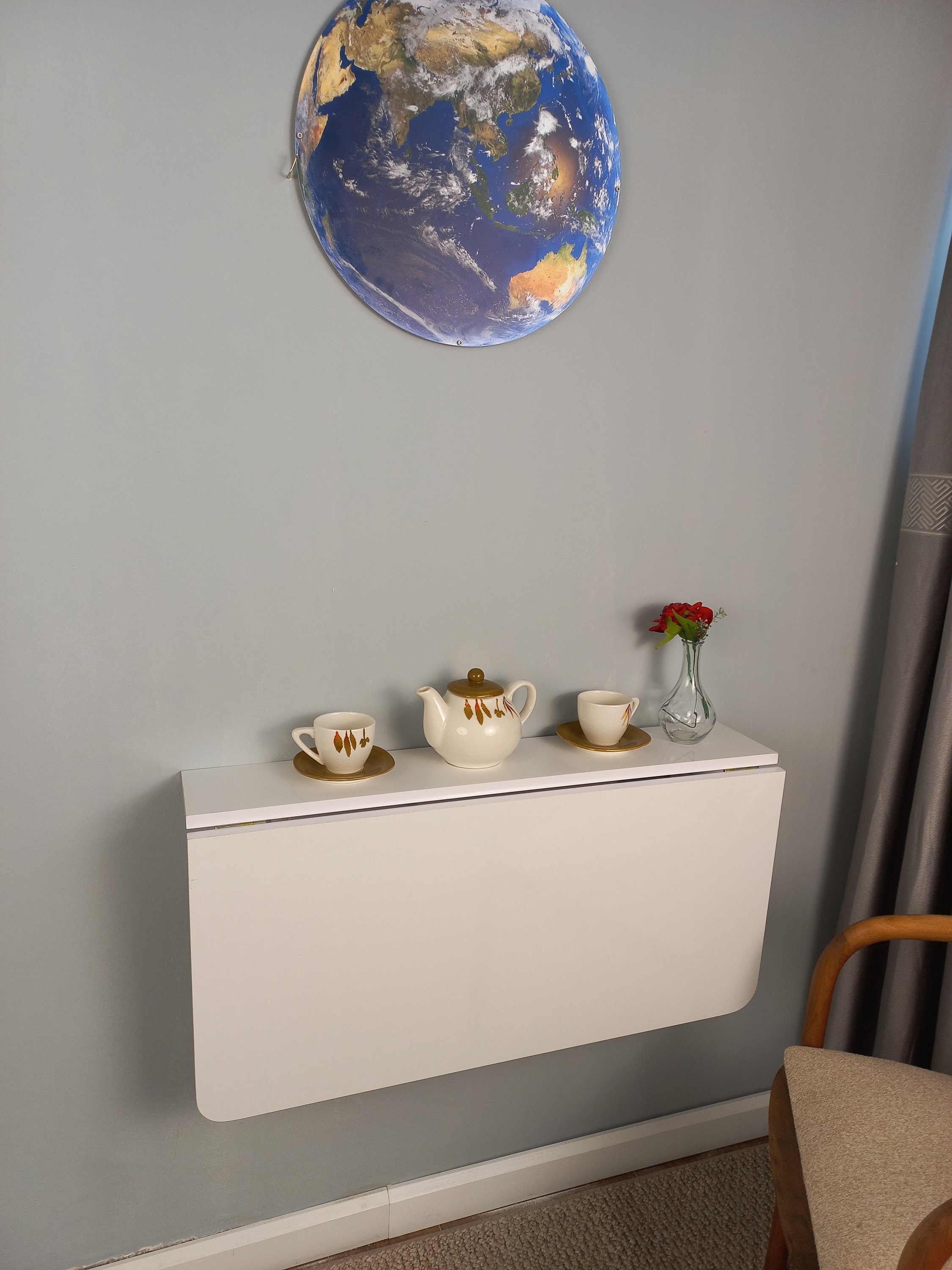 Wall-mounted Folding Table, Folding Table With Shelves, Space Saving ...