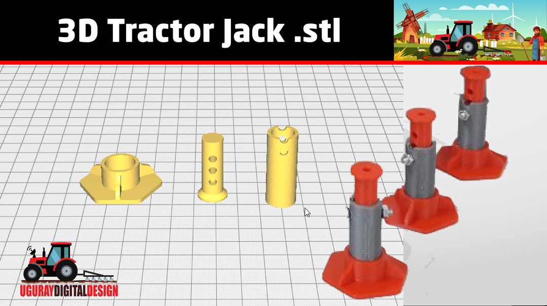 3D Tractor Jack STL File - Etsy