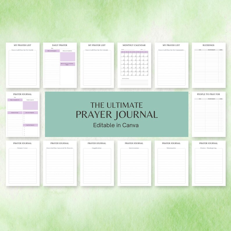 Editable Prayer Journal | Printable and Customizable in Canva - Etsy