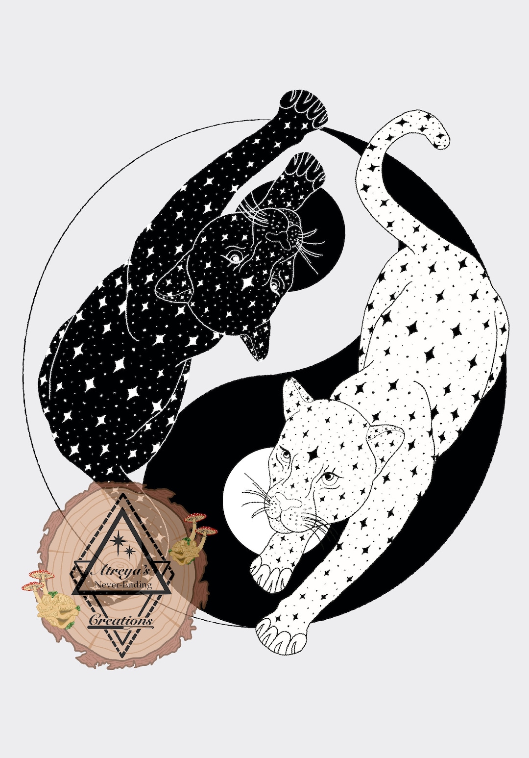 Celestial Leopard Yin and Yangprints - Etsy