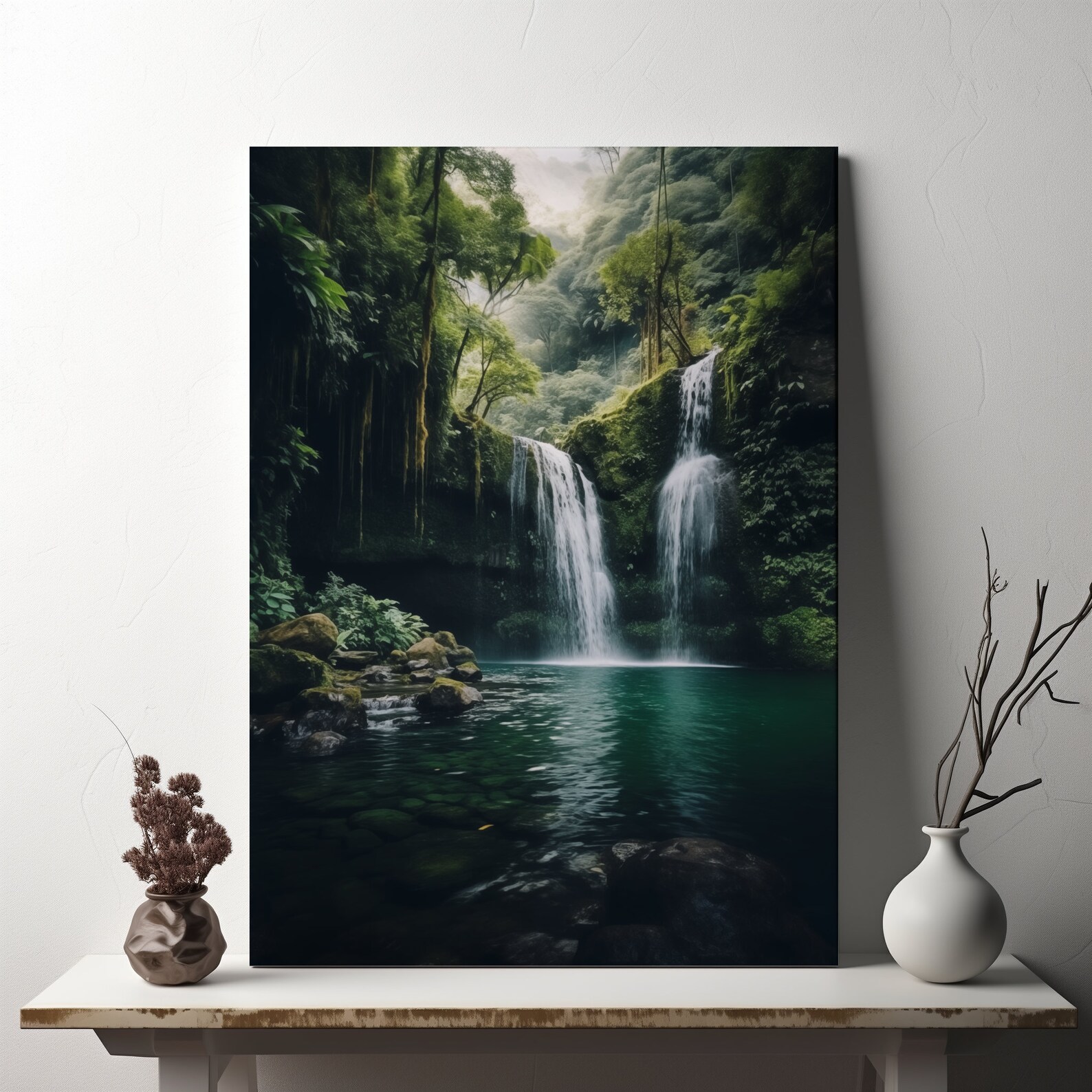 Printable Waterfalls Oil Painting Vintage Waterfall Art Print Waterfall ...