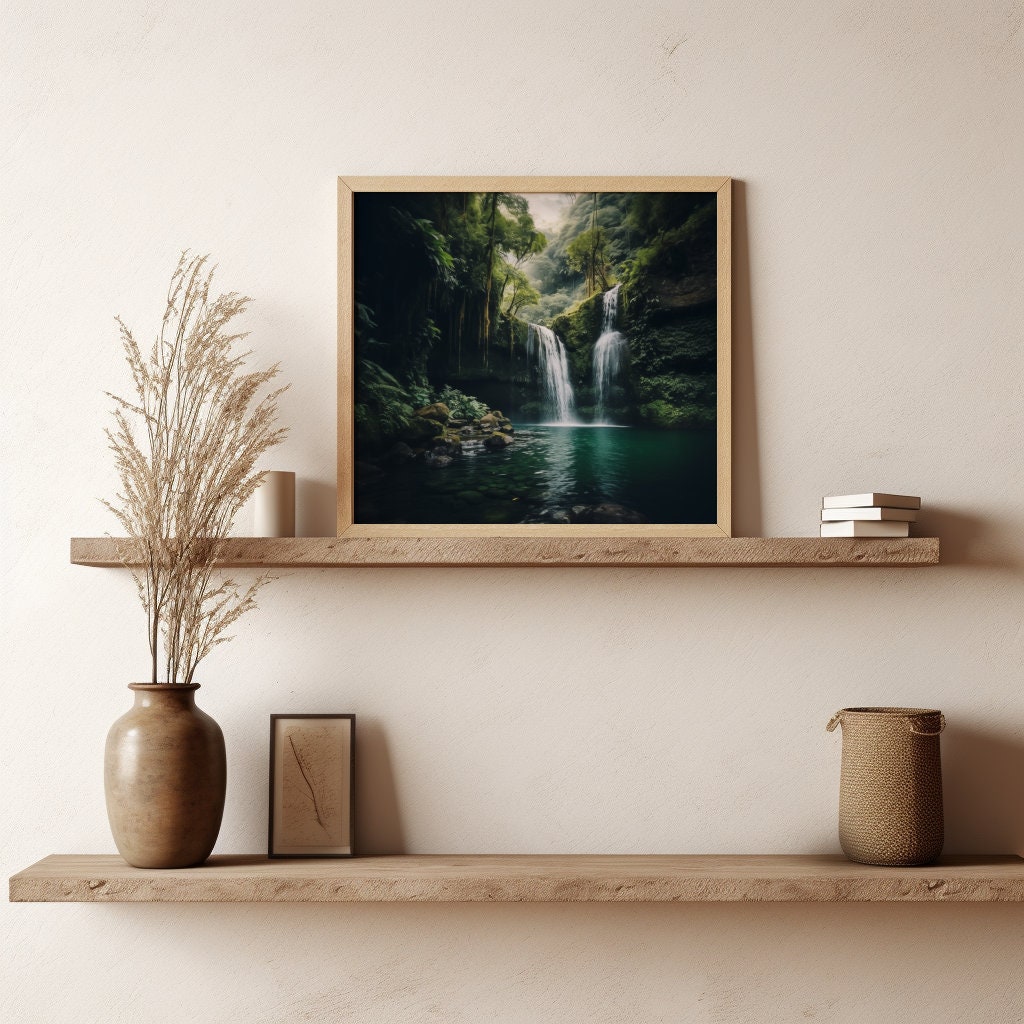 Printable Waterfalls Oil Painting Vintage Waterfall Art Print Waterfall ...