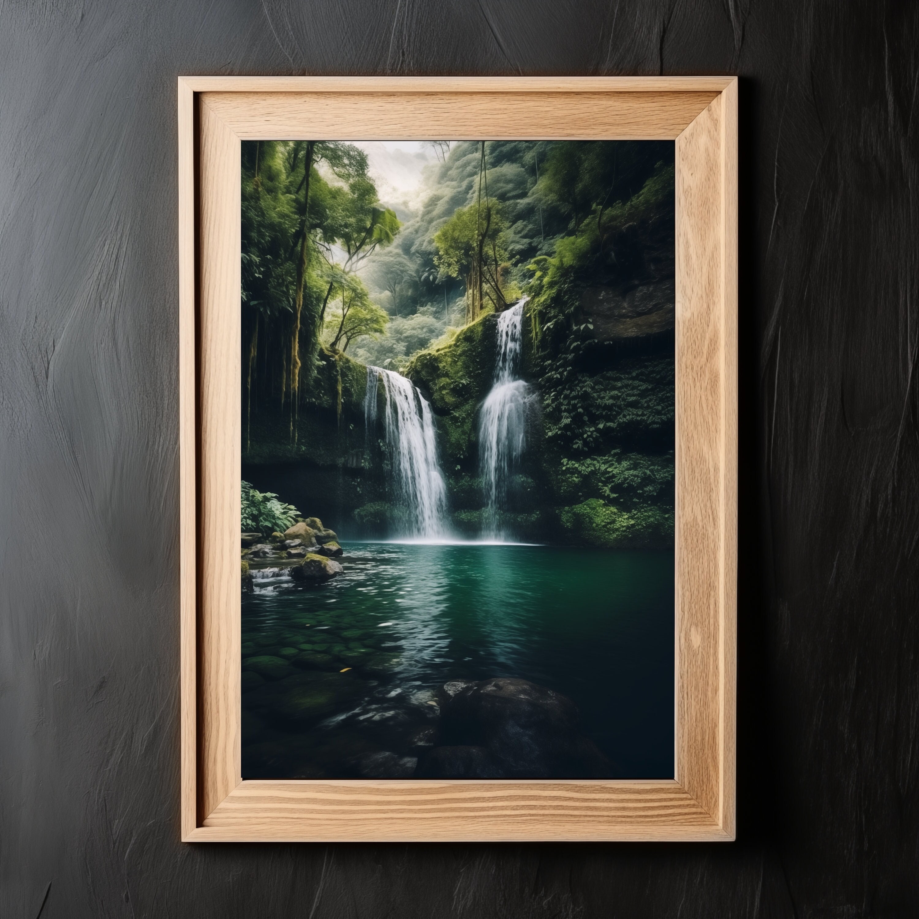 Printable Waterfalls Oil Painting Vintage Waterfall Art Print Waterfall ...