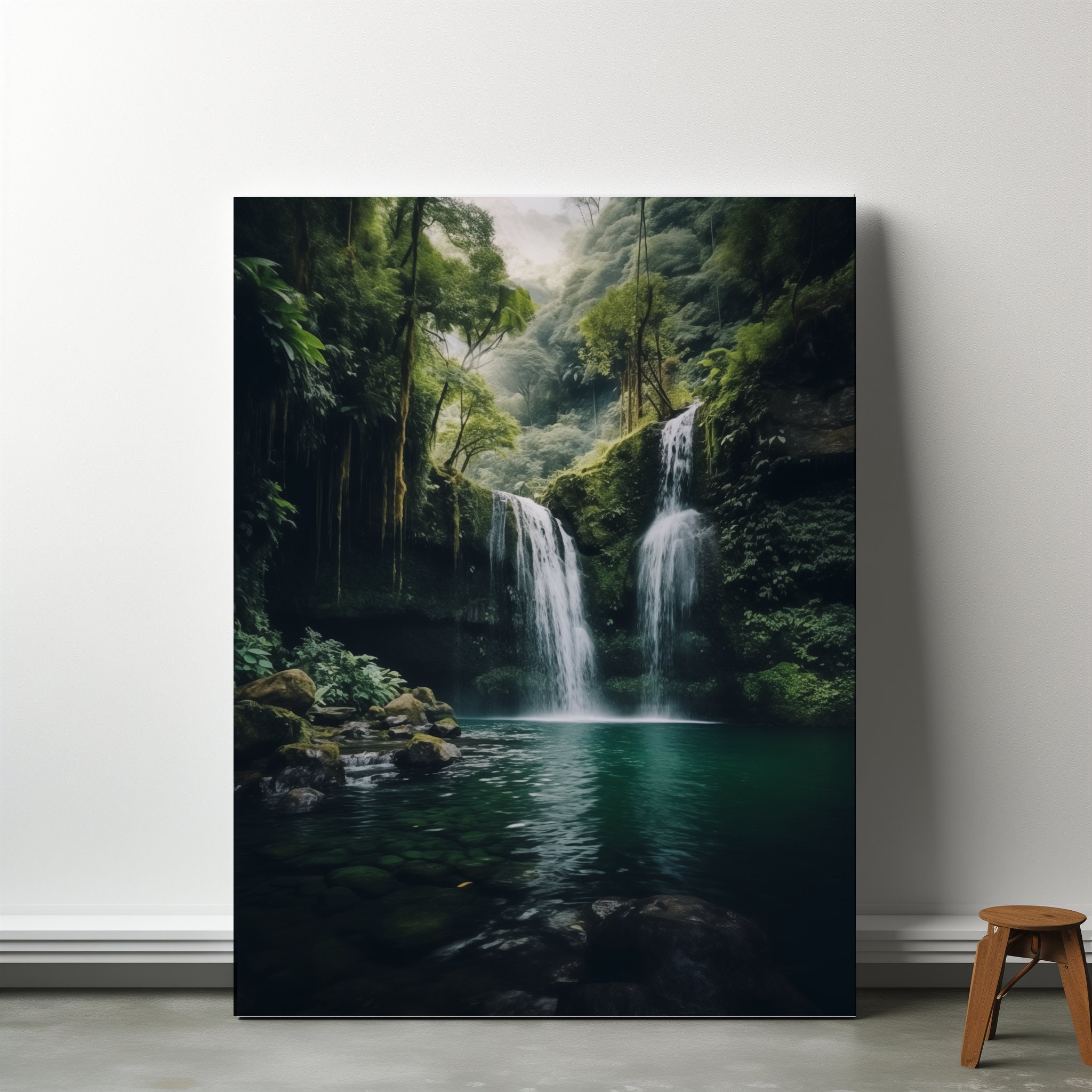 Printable Waterfalls Oil Painting Vintage Waterfall Art Print Waterfall ...