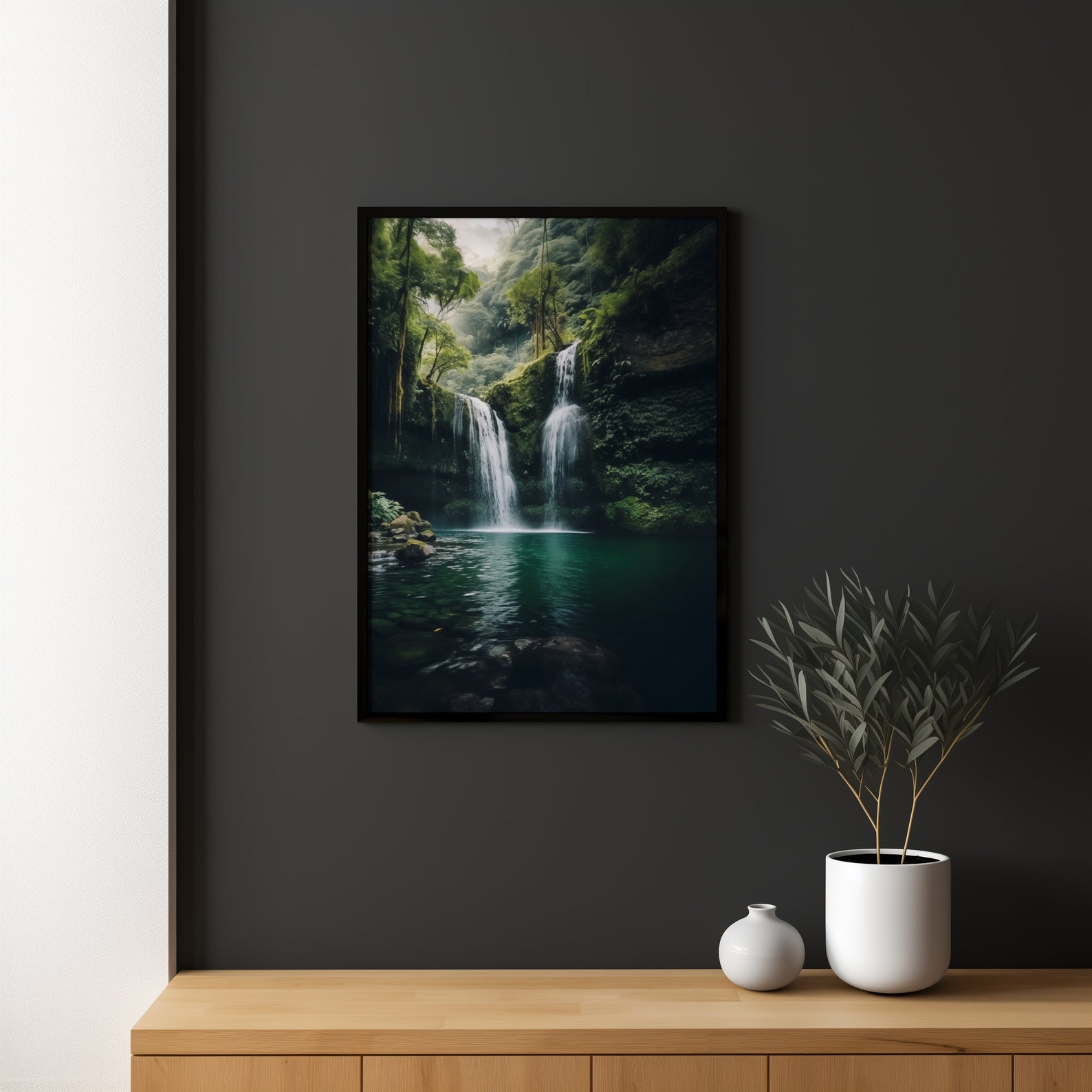 Printable Waterfalls Oil Painting Vintage Waterfall Art Print Waterfall ...