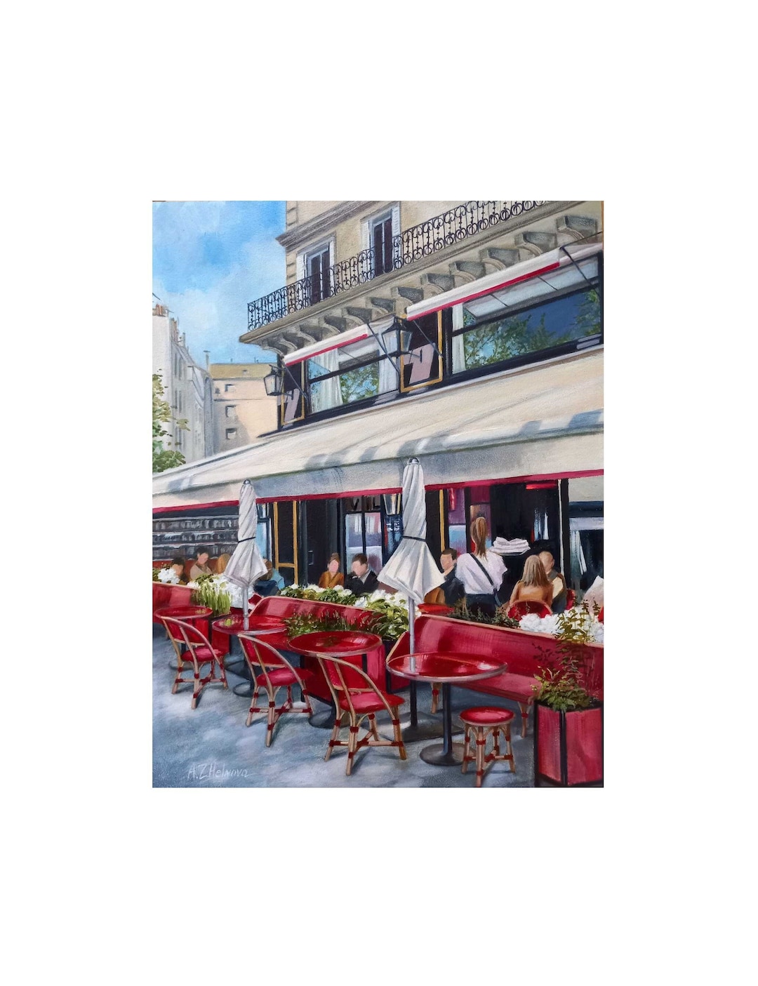 Paris Painting Paris Cafe Wall Art Street Art Cityscape Kitchen Decor ...