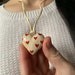 Ceramic Heart Pendant Made of White Clay. Necklace With Small Red ...