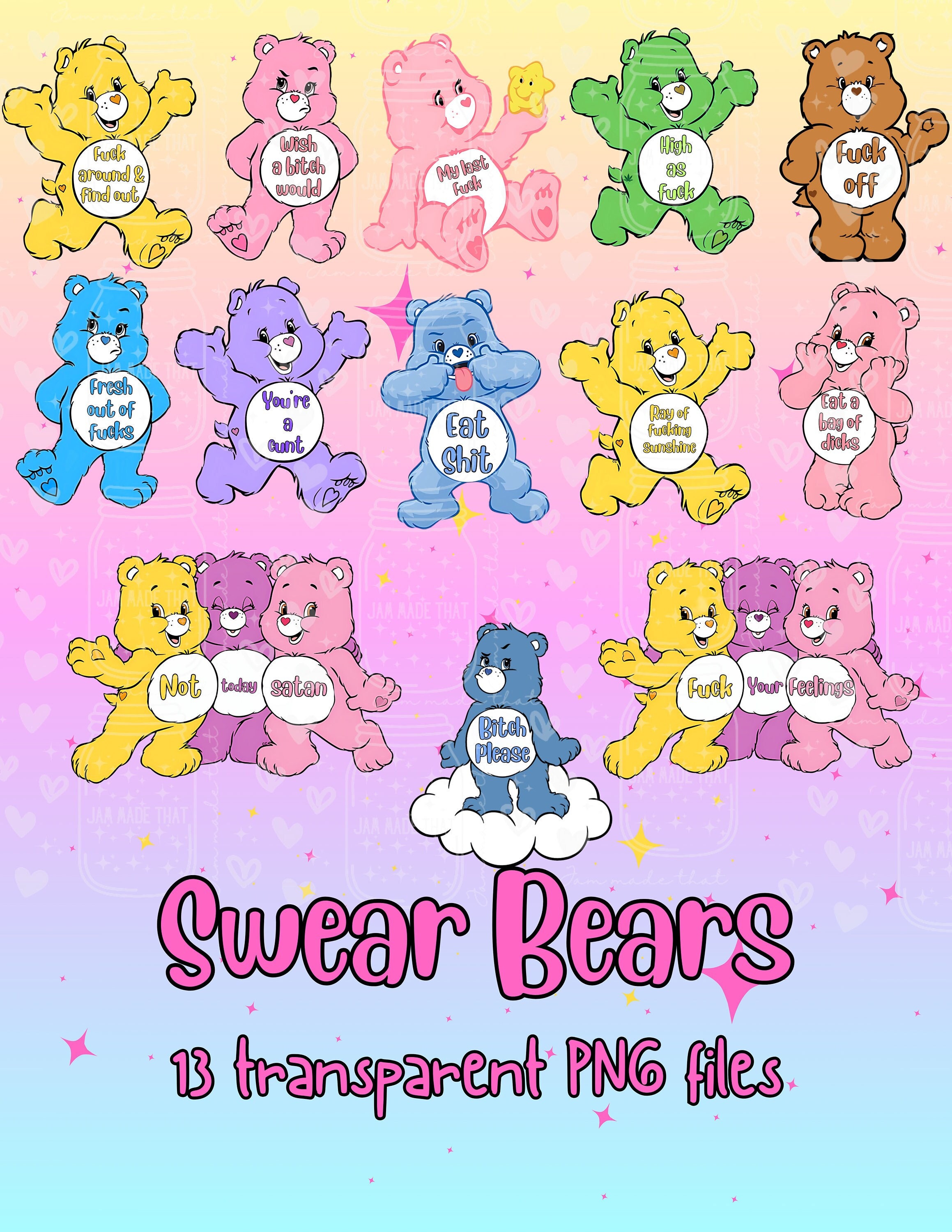 Swear Bears Png 13 Files Digital Download Instant Download Funny Rude ...