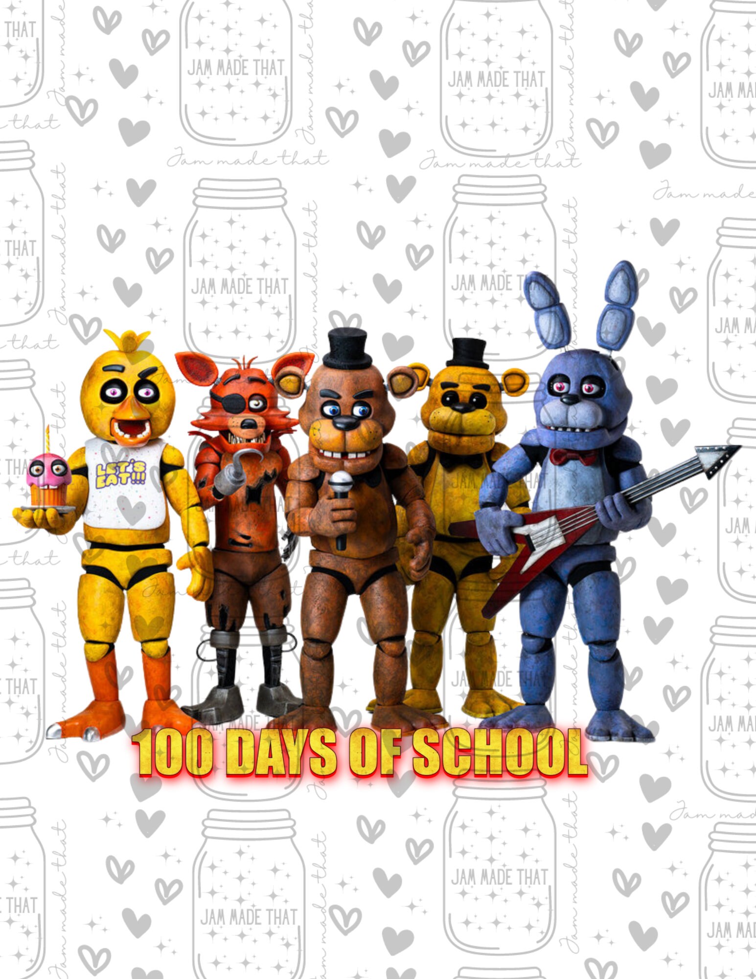 Five Nights at Freddys FNAF 100 Days of School Shirt Design Png Svg - Etsy