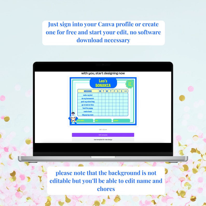 Superhero Reward Chart: Editable Kids Chore Chart (canva Digital ...