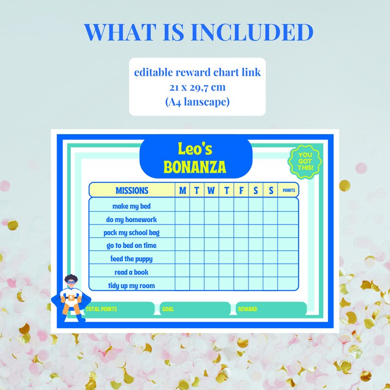 Superhero Reward Chart: Editable Kids Chore Chart (canva Digital ...