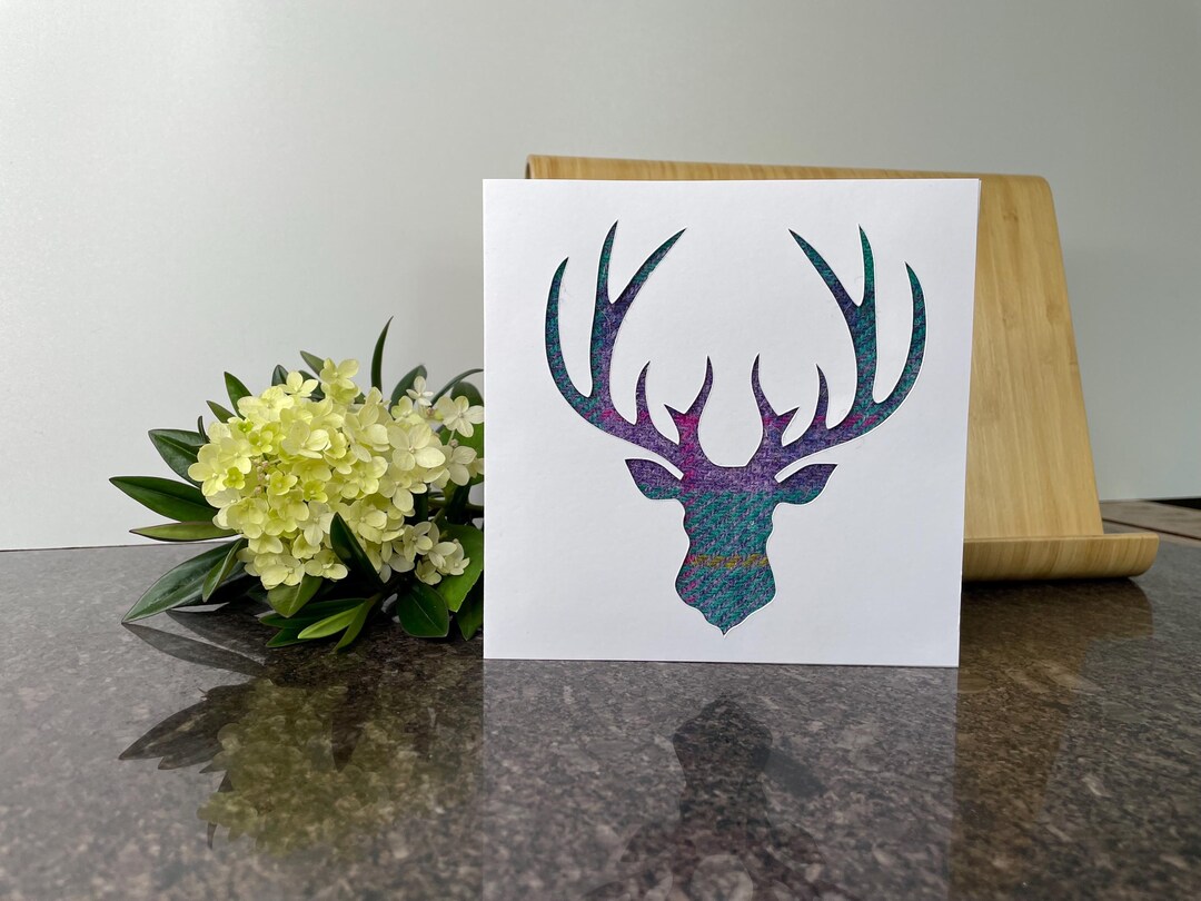 Harris Tweed Stags Head Greetings Card - Etsy